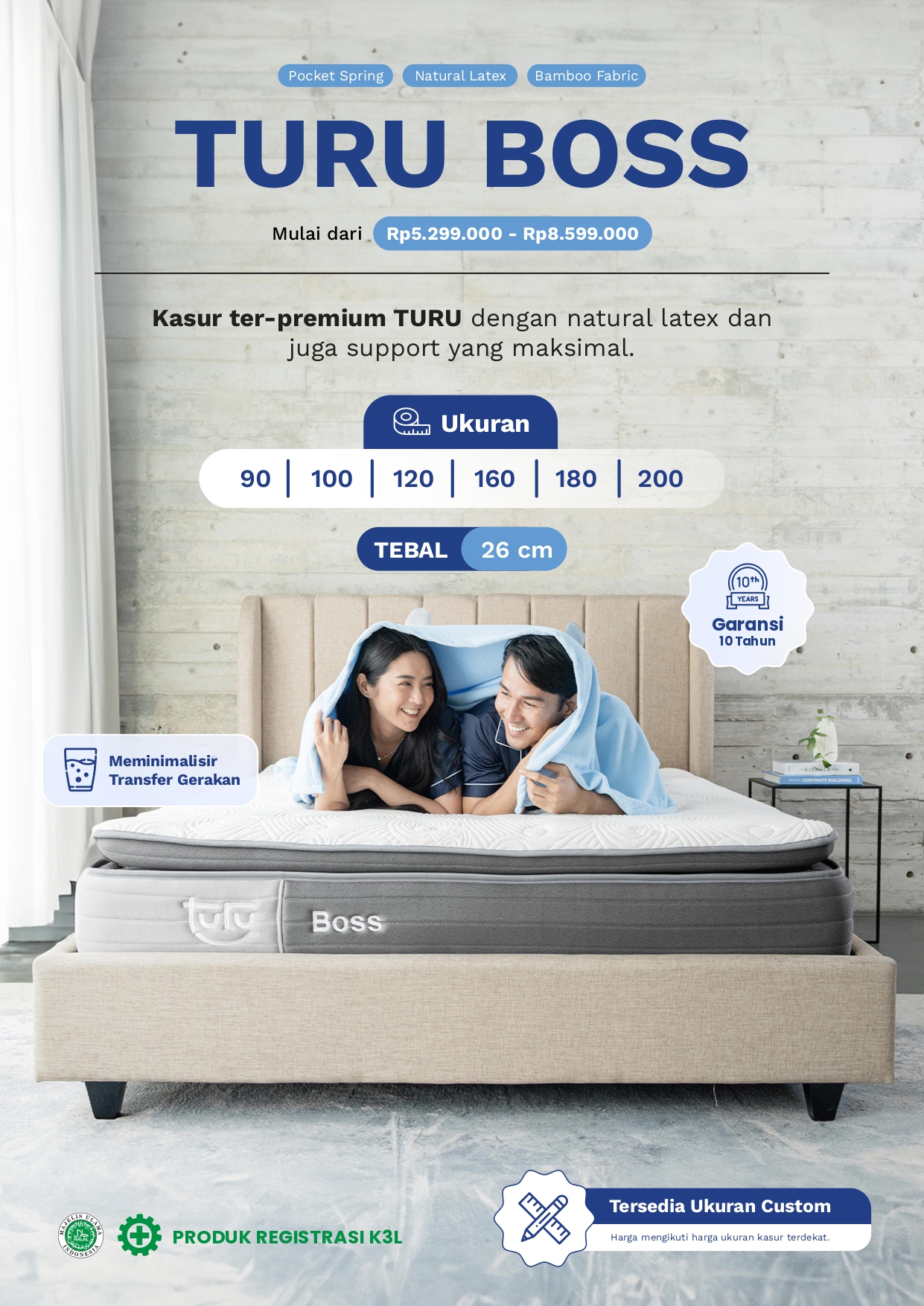 Jual Set Bundle Pocket Spring Bed TURU BOSS + Dipan PEANUT / OAT TURU - FULL SET TERMURAH ...