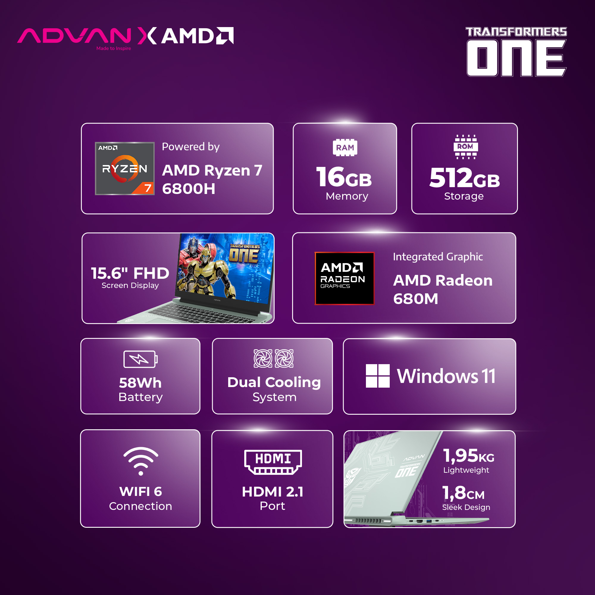 Jual [EXCLUSIVE LAUNCH] ADVAN Laptop Gaming Pixwar x Transformers | AMD ...