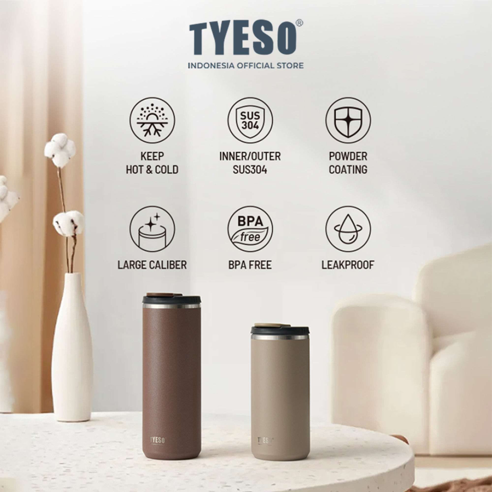 Jual Tyeso Tumbler Botol Minum 600 Ml Thermos Cup Portable Stainless ...
