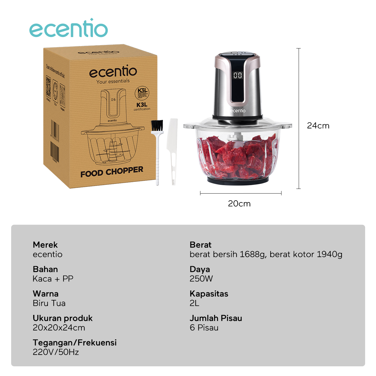 Jual ecentio LED Display Penggiling Daging Multifungsi 3 Kecepatan Food ...