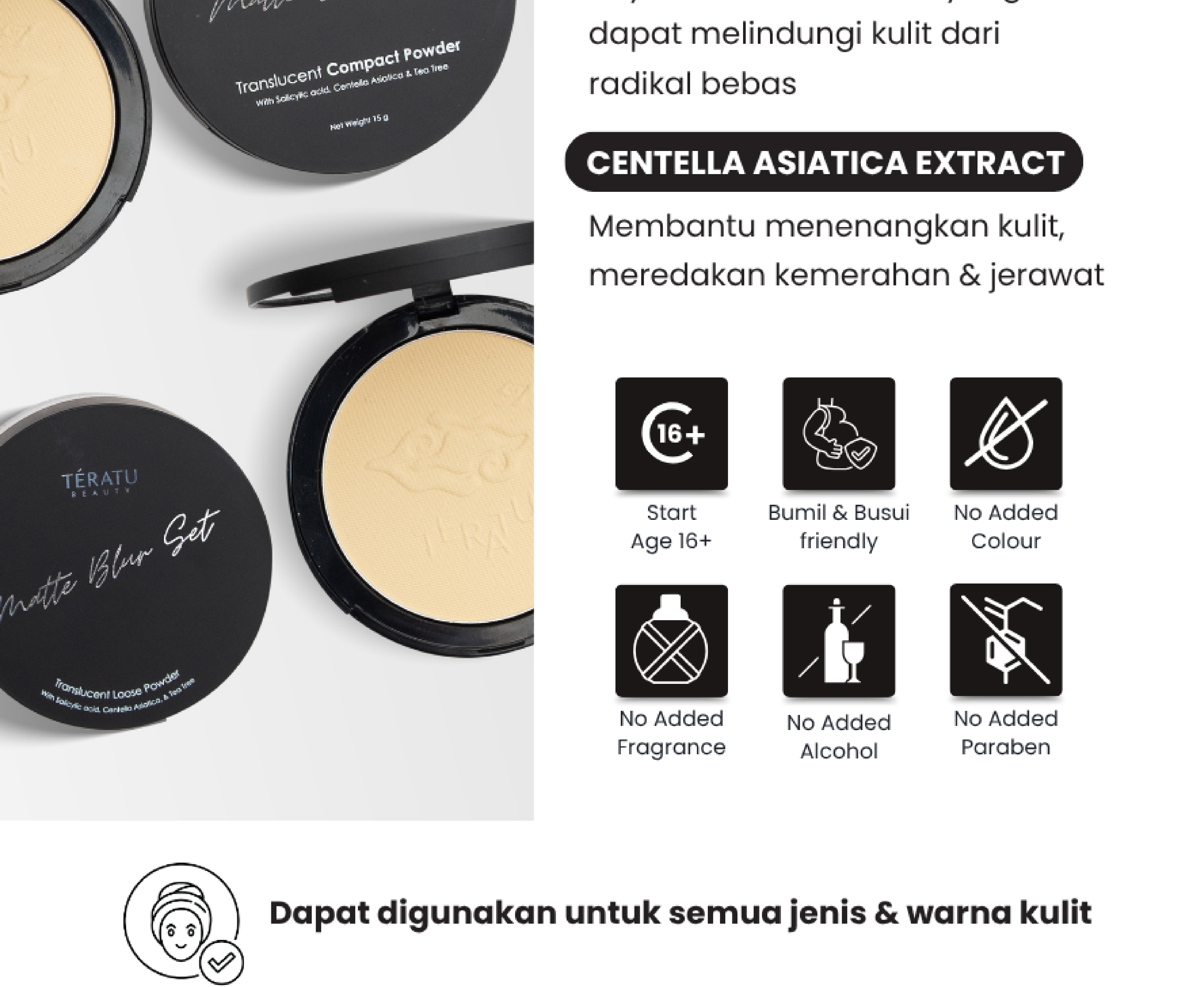 Jual TERATU BEAUTY Matte Blur Set Translucent Compact Powder - 12 gr ...