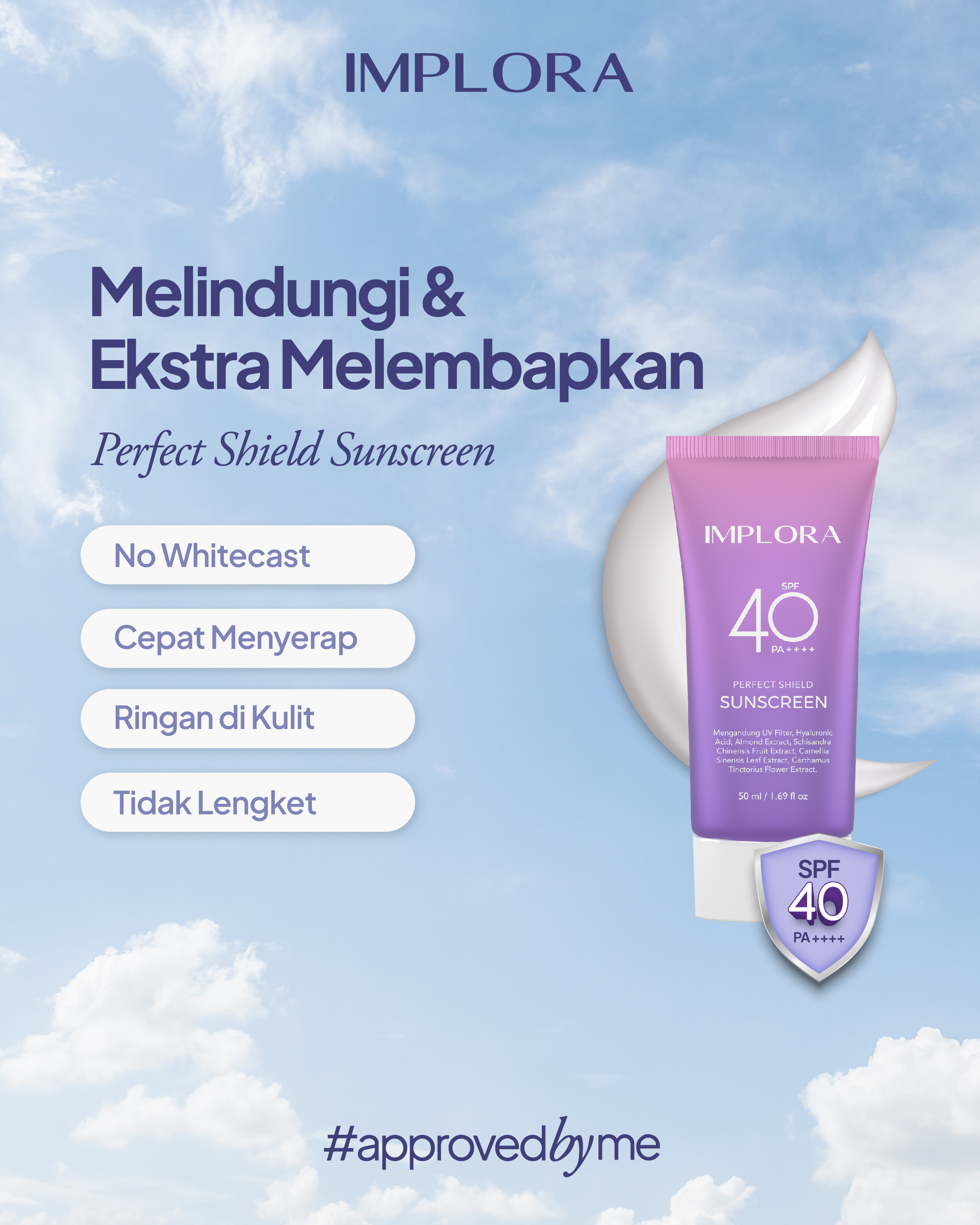 Jual Implora Perfect Shield Sunscreen SPF 40 PA++++ | Sunblock Wajah ...