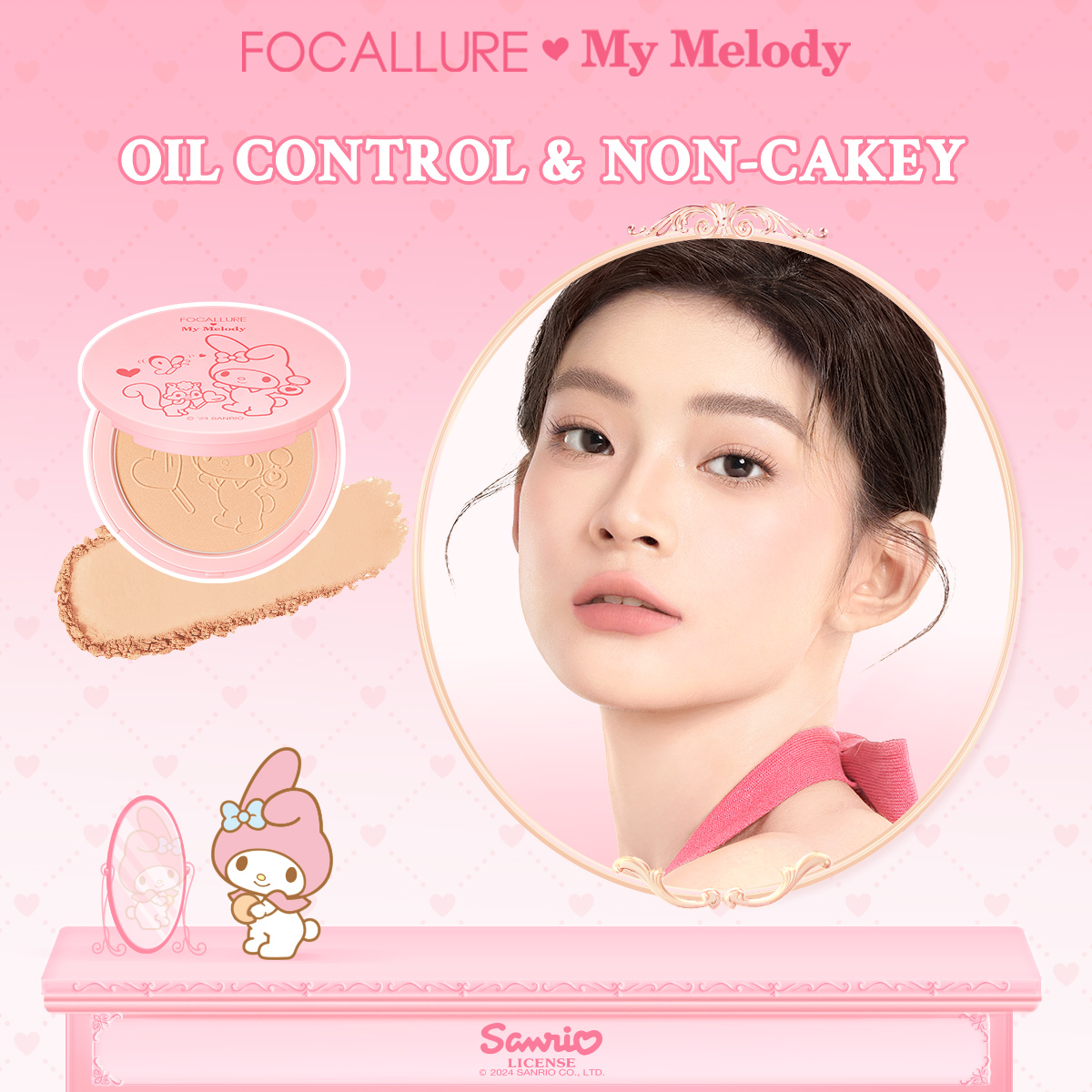 Jual FOCALLURE X Sanrio 2PCS Set Matte Cushion Poreless & Powder ...