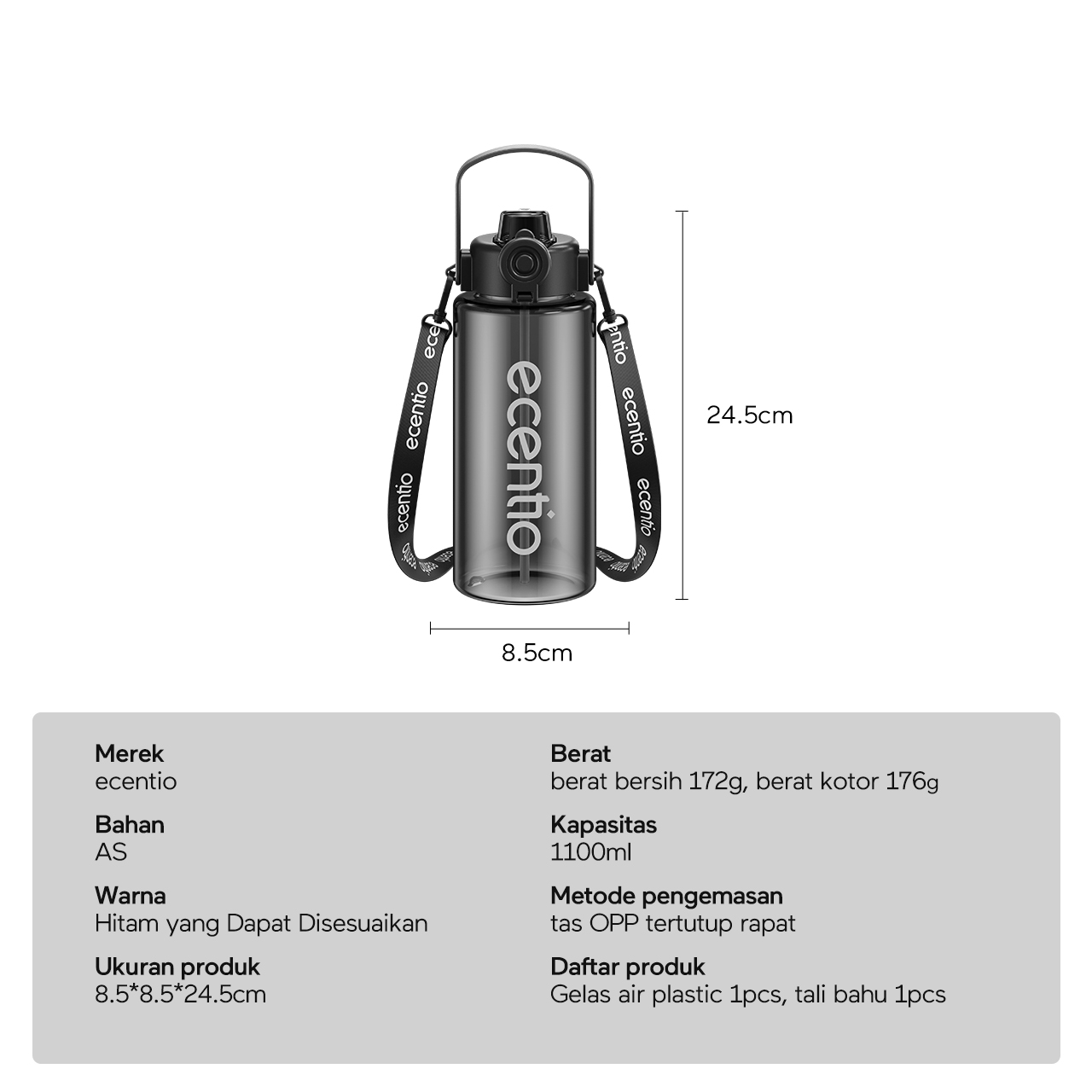 Jual ecentio botol plastik 1100ml botol minum besar botol minum ...
