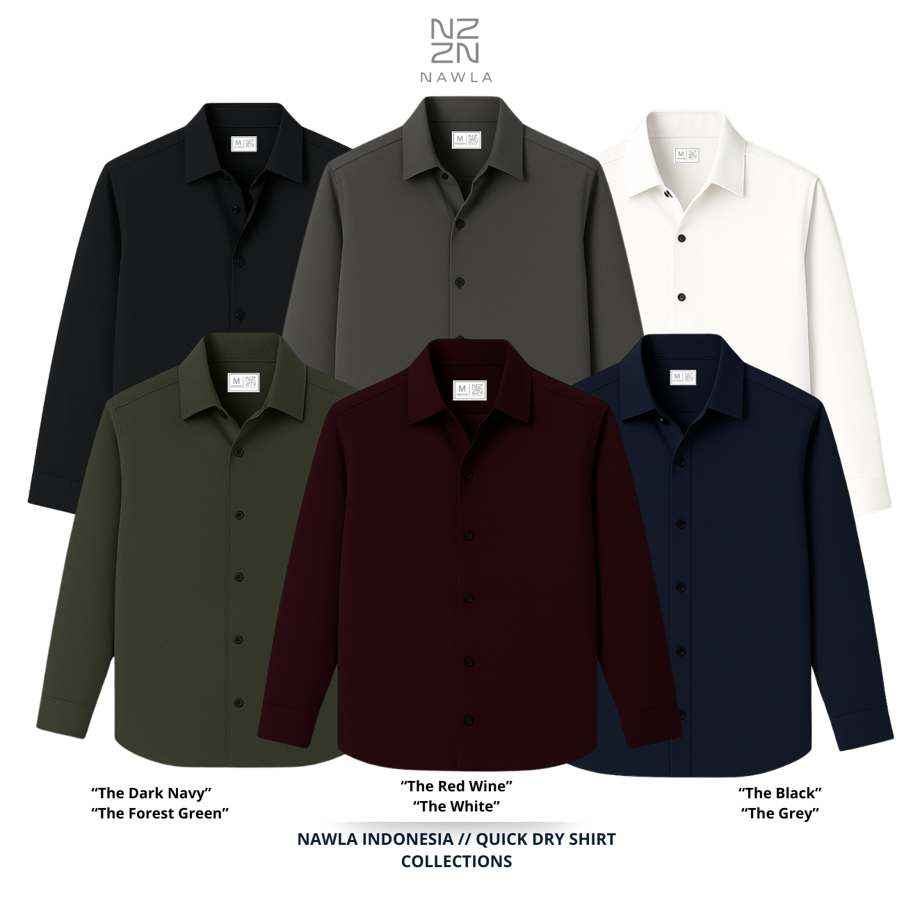 Jual Nawla - Baju Atasan Pria Kemeja Polos Lengan Panjang The Essential ...