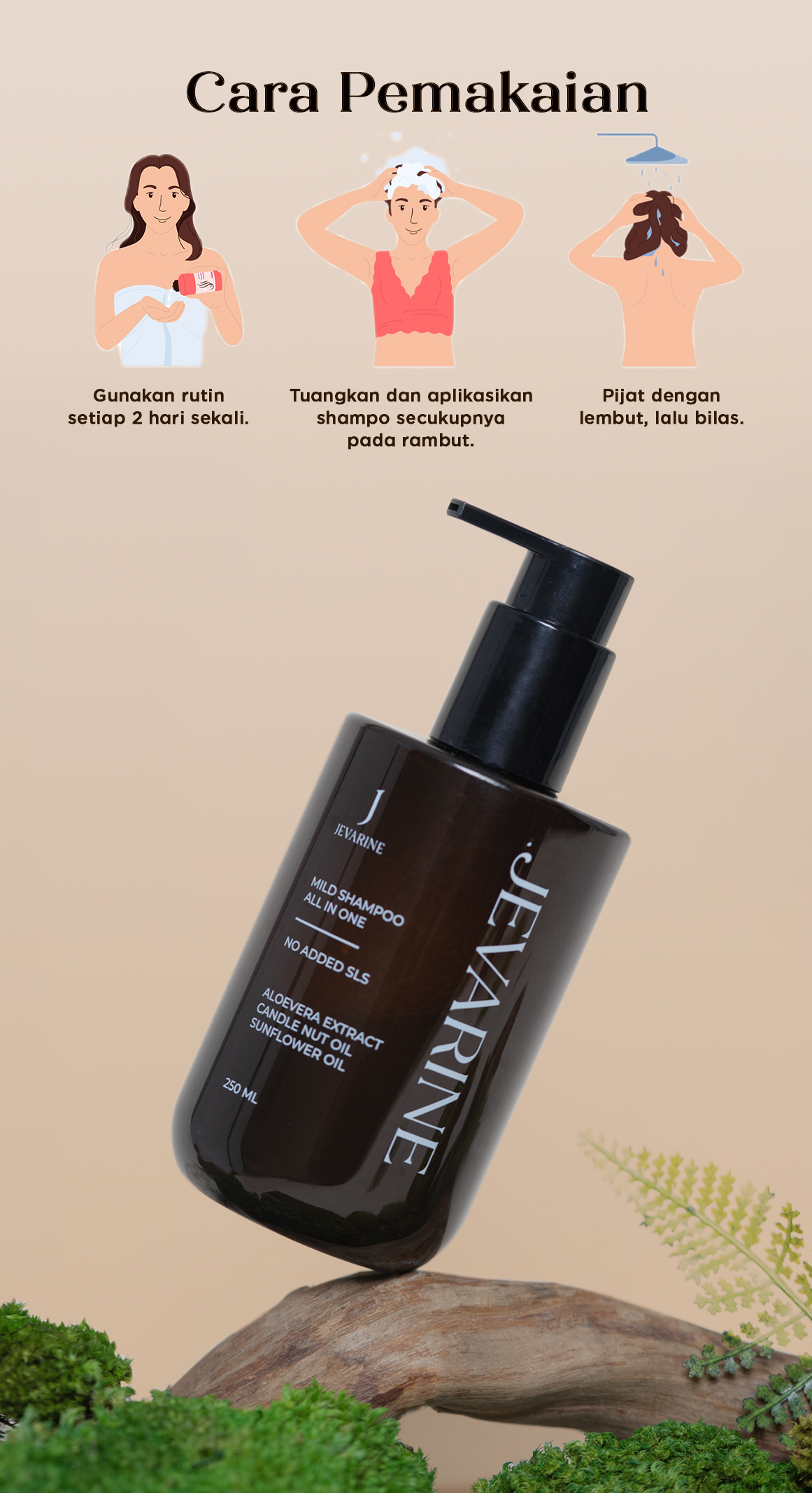 Jual Jevarine Mild Shampo All in One - Shampo Non SLS Membantu Mengurangi Rambut Rontok dan ...