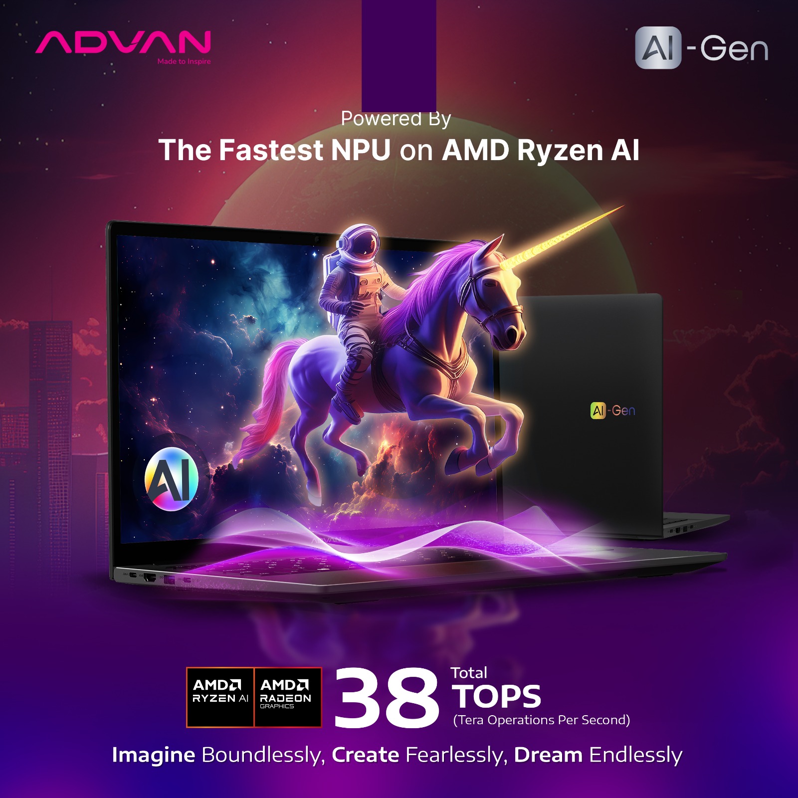 Jual ADVAN Laptop Ai Gen Ryzen 7 8845HS AMD Ryzen AI IPS 100% sRGB 16GB ...