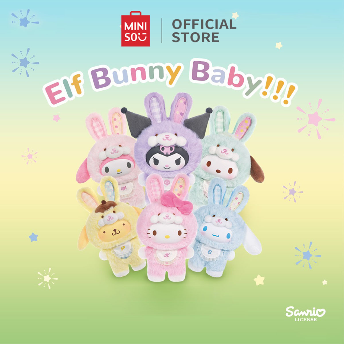 Jual Miniso X Sanrio Elf Bunny Baby Vinyl Plush Blind Box Gantungan Tas ...
