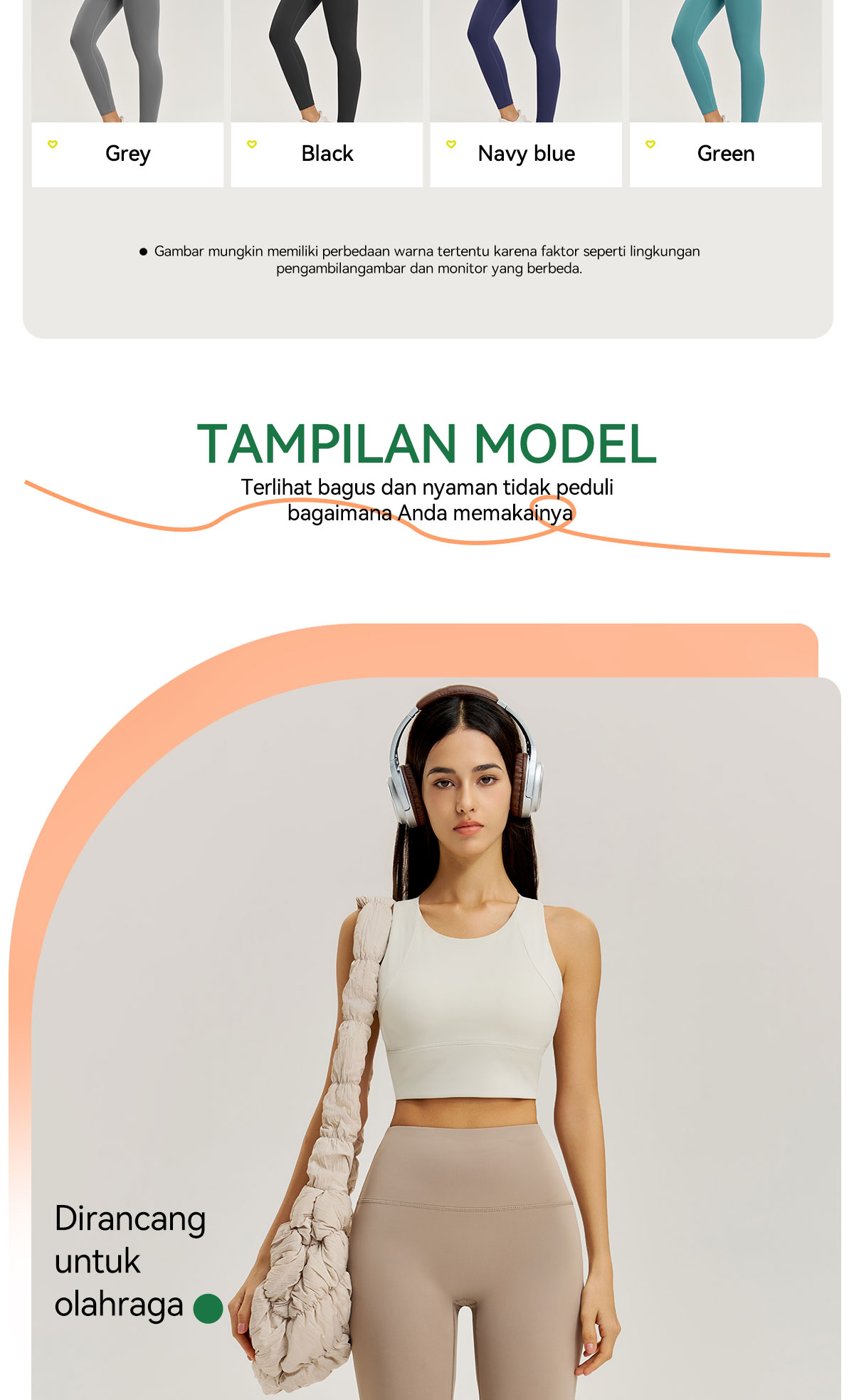 Jual COSI ACTIVE Celana yoga wanita warna murni tinggi pinggang tanpa ...