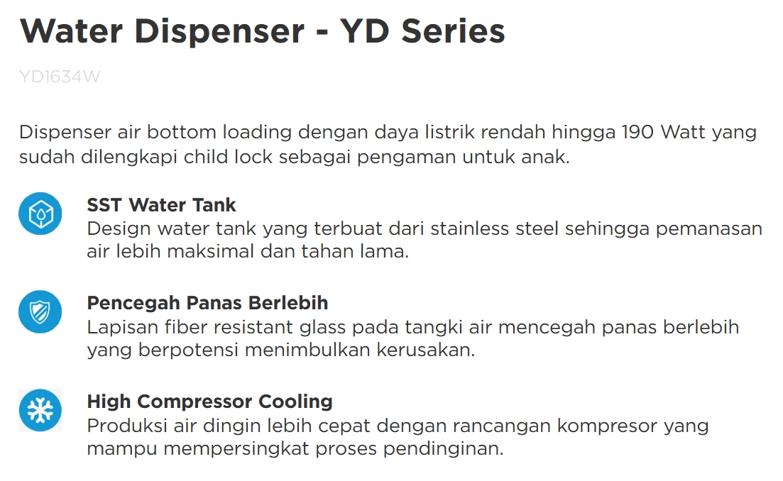 Jual MIDEA Dispenser Air Galon Bawah Low Watt - Hot/Panas Normal Cold ...