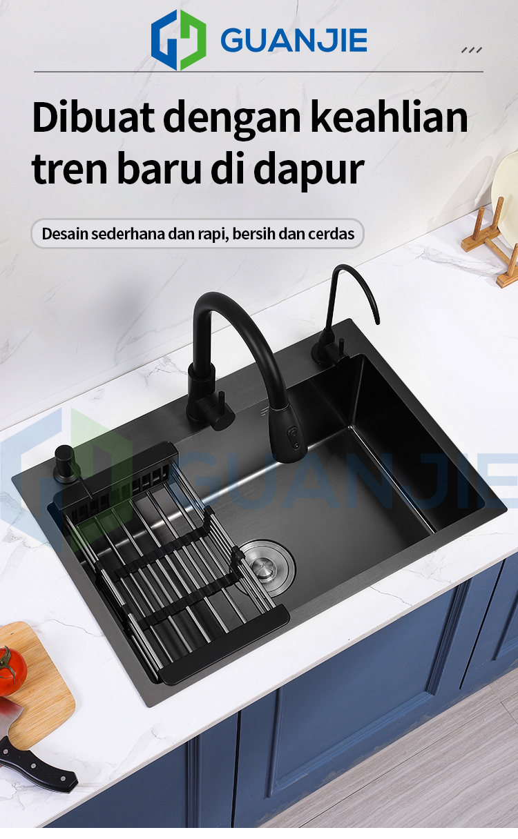 Jual GUANJIE - Kitchen Sink Wastafel Stainless Steel Bak Cuci Wastafel Dapur Lengkap Tarik ...