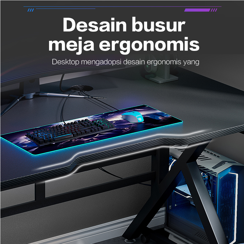 Jual antsun-Meja Komputer Minimalis Meja Gaming Meja L Pola Fiber ...