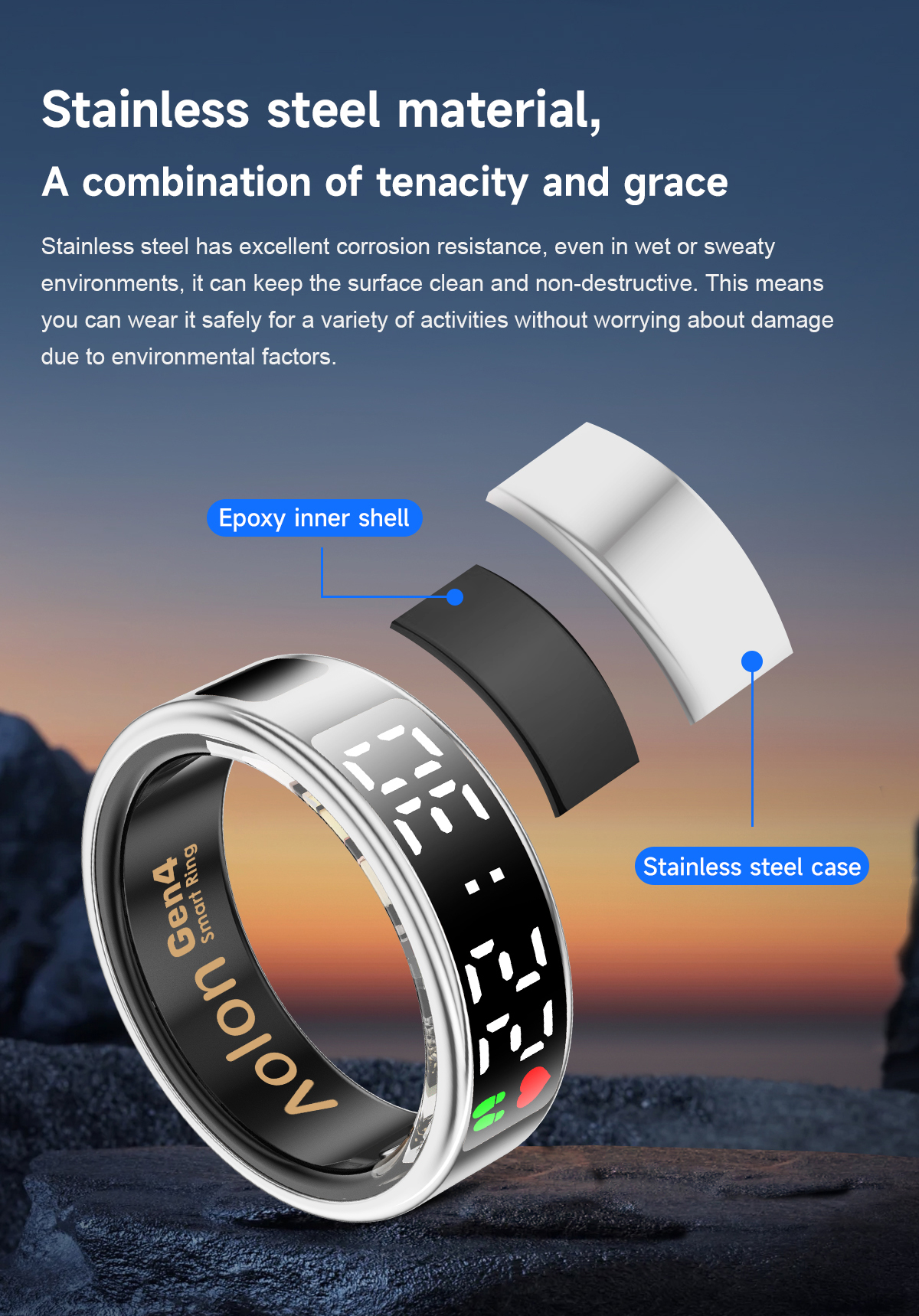 Jual Aolon Ring Gen4 Smart Ring Layar LCD Multifungsi Detak Jantung ...