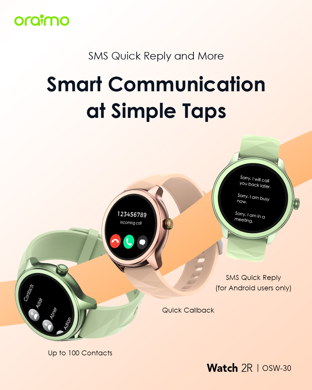 Jual (NEW LAUNCHING) oraimo Smartwatch Jam Tangan Watch 2R OSW-30 Hijau ...