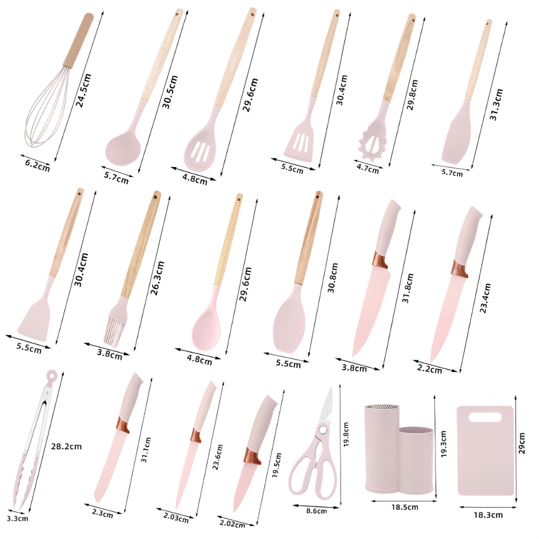 Jual FUNNYCOOK Set Alat Dapur Silikon Sutil Silicone Kitchen Set 19 IN ...