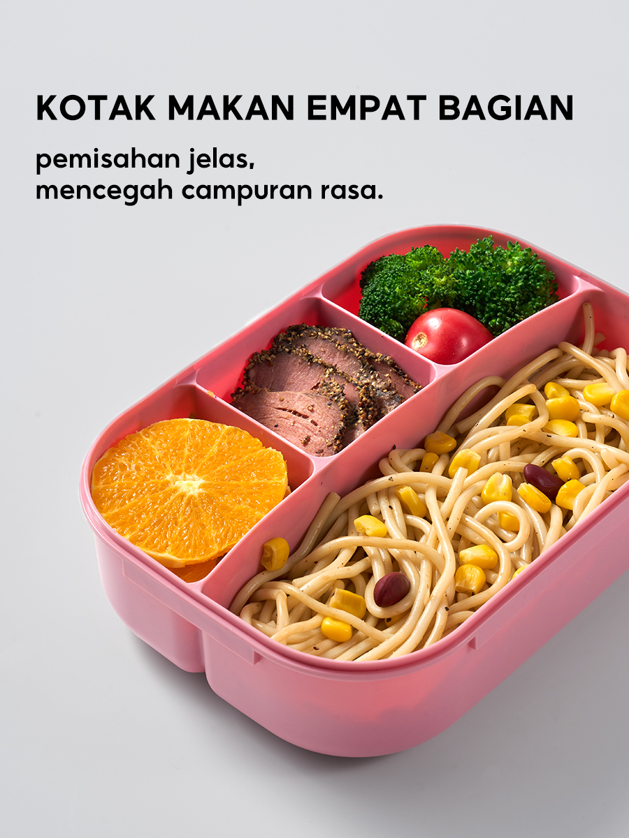 Jual ecentio kotak bekal anti tumpah kotak tempat bekal 1200ml+500ml lunch box set free sendok ...
