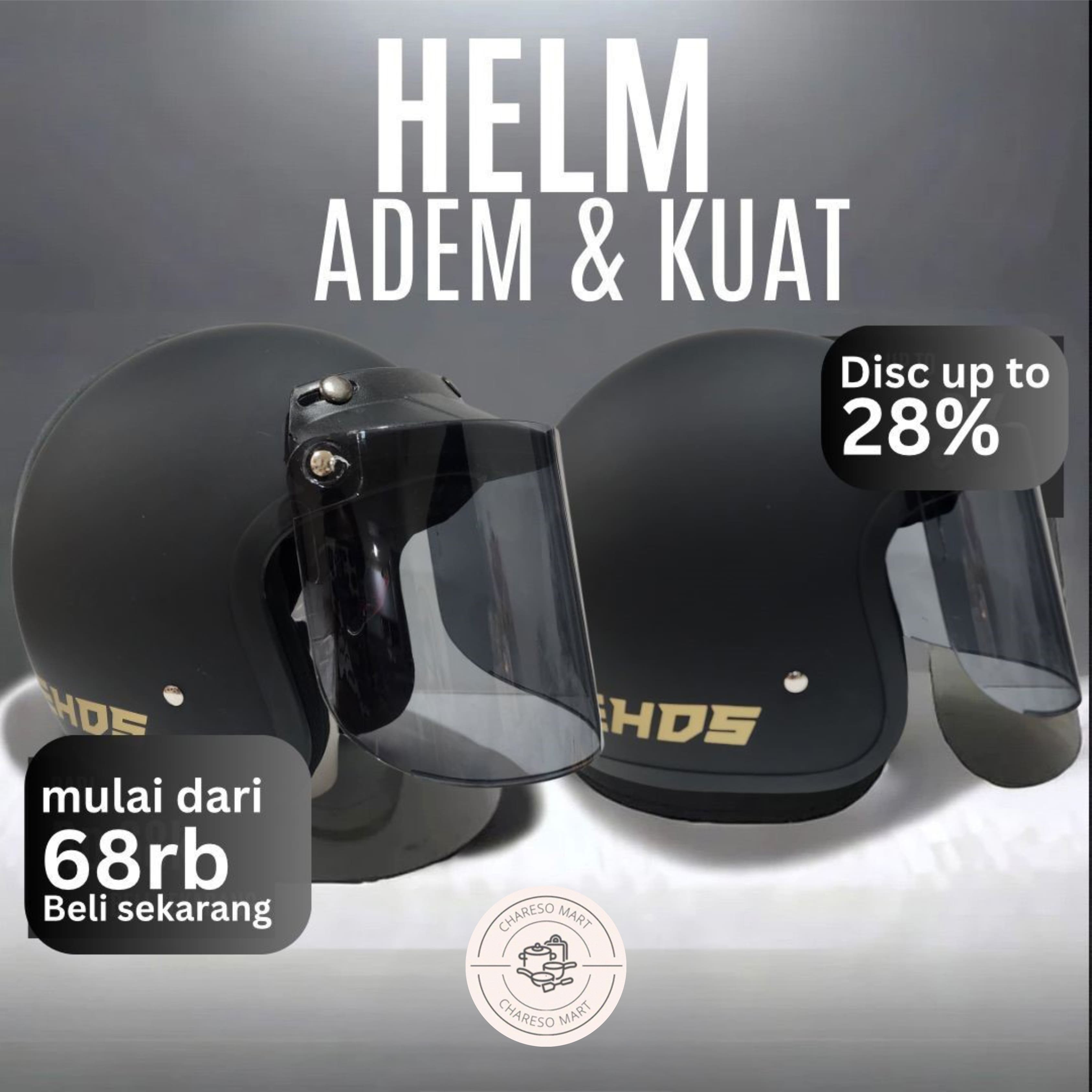 Jual Helm Bogo Dewasa Classic Retro HDS HELMET Helem Half Face Cowok ...