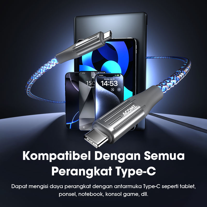 Jual ACOME Data Cable Gaming Type-C to Type-C / USB to Type-C PD 60W ...