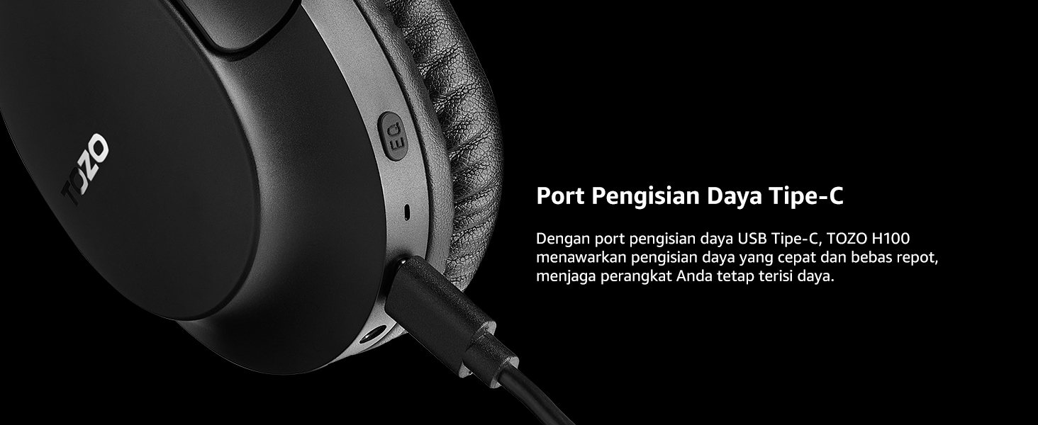 Jual (Earpads Bisa Diganti) Tozo H100 Over Ear Headphone Wireless ENC ...