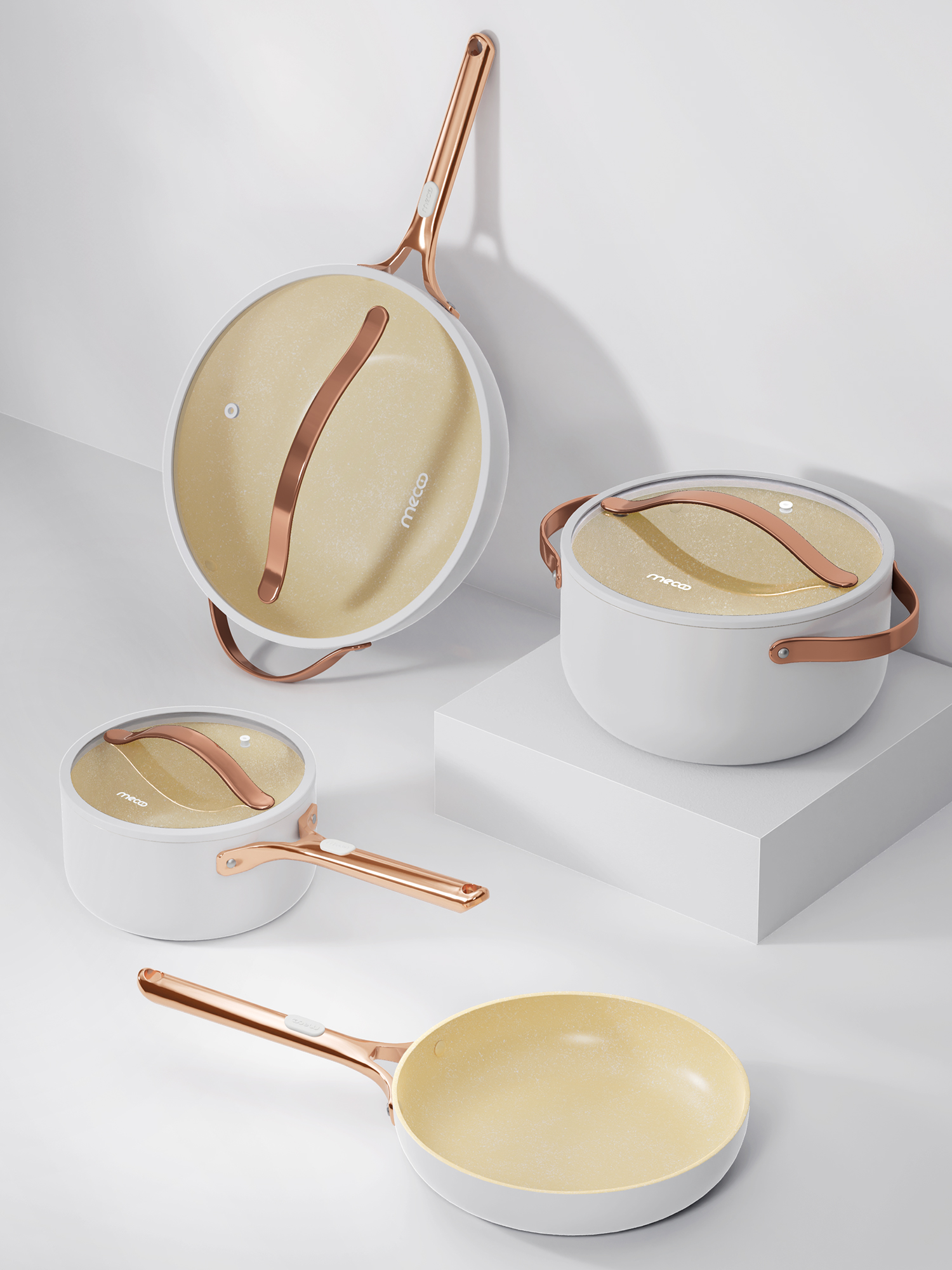 Jual MECOO Most Aesthetic Premium Non-stick Cookware Set 7 PCS Granit ...