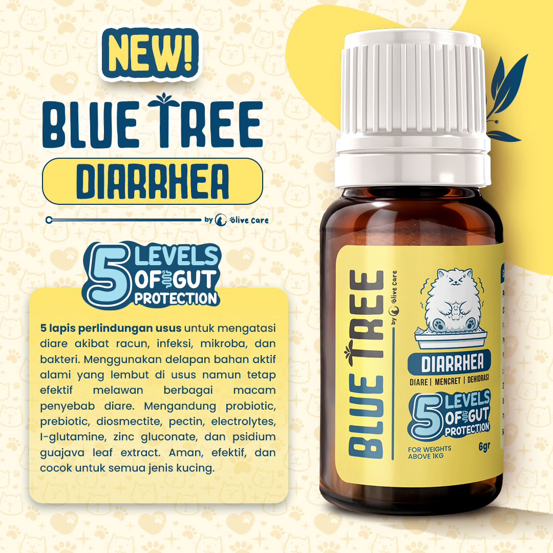 Jual Olive Care Vitamin Obat Kucing BLUE TREE Diarrhea (Diare) dengan 5 ...
