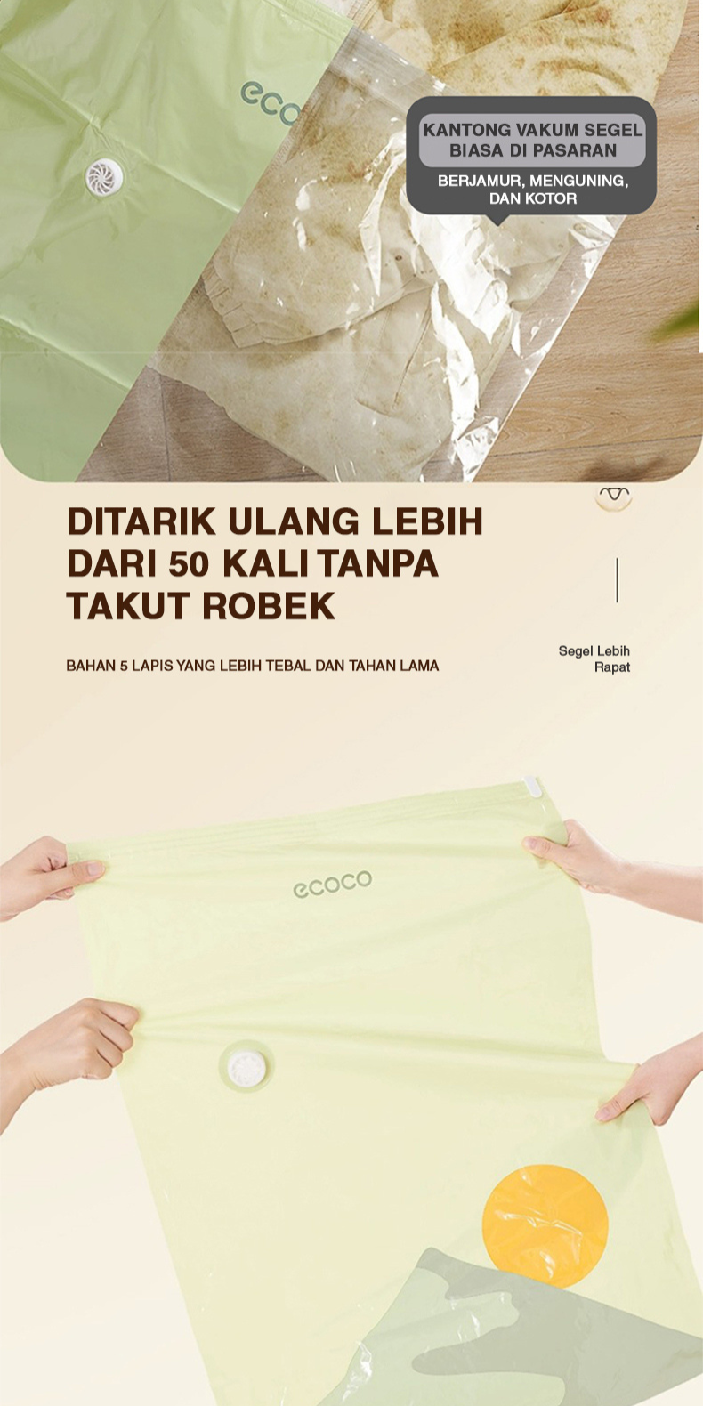 Jual ECOCO Vacuum Compression Bag - Tas Vacuum Serbaguna Praktis Untuk ...