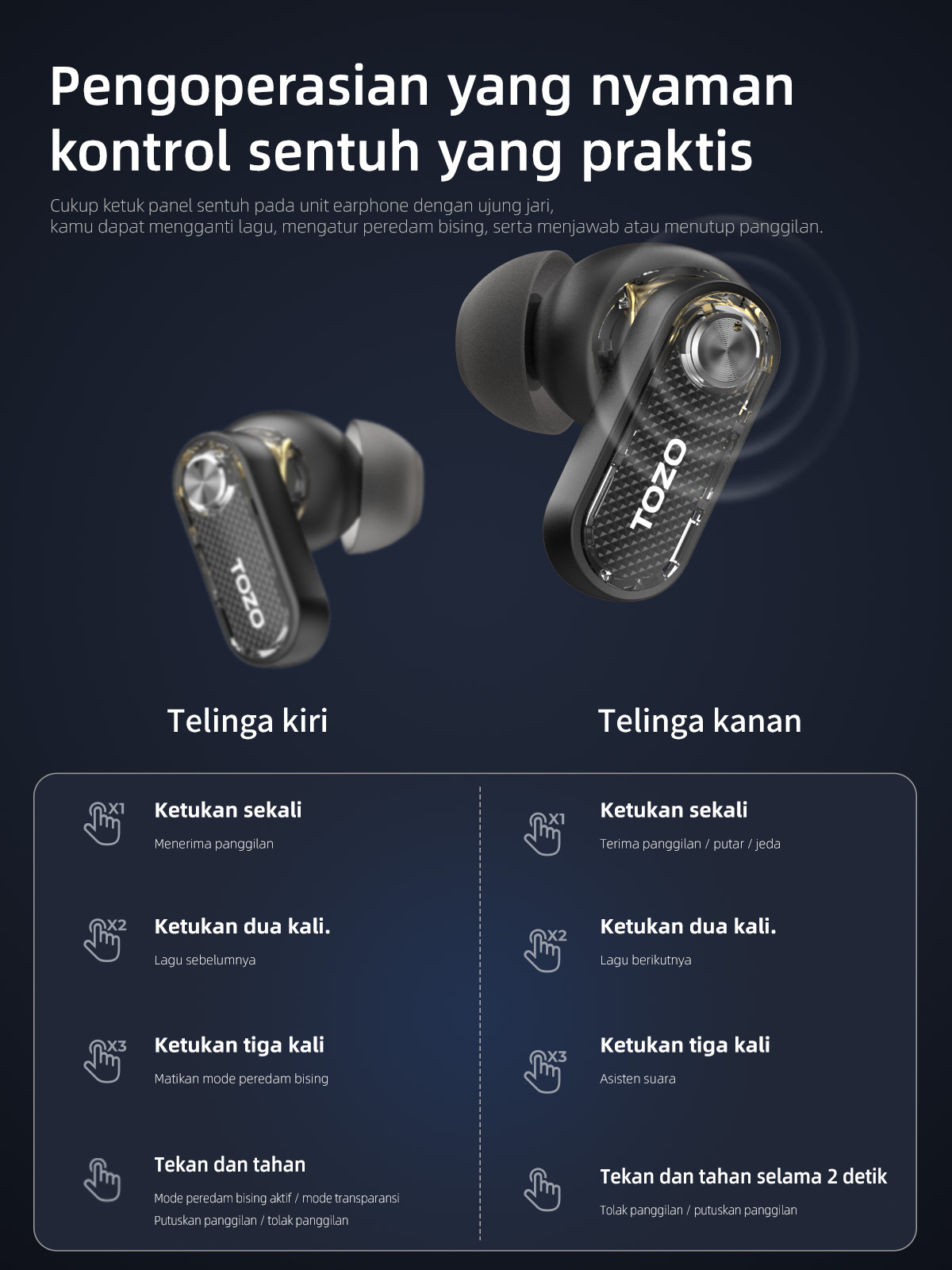 Jual (New Arrival) Tozo Aerosound3 Macaron Smart 6 Mics Hybrid ANC And 4 Mics ENC + AI Clear ...