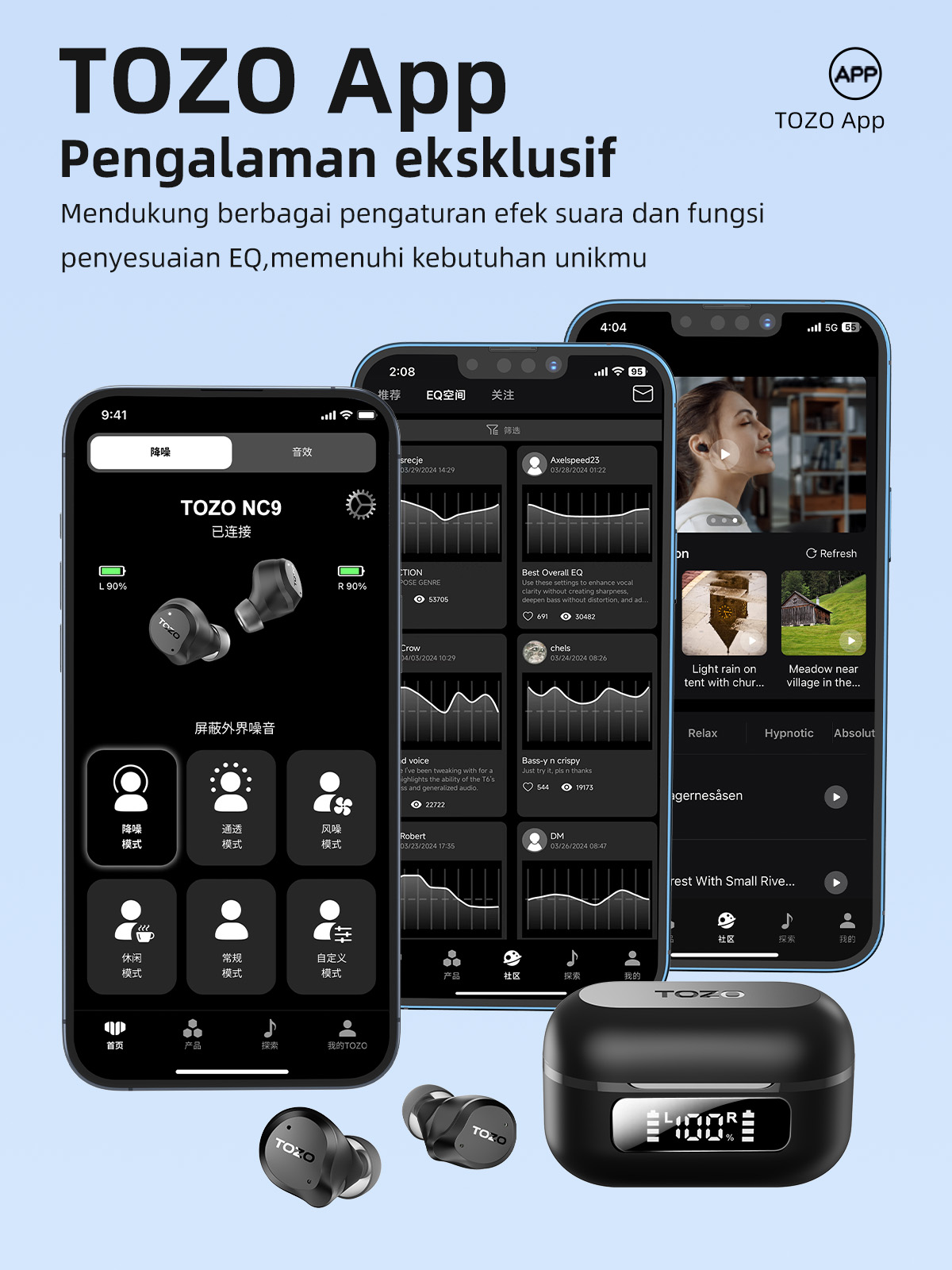 Jual NEW LAUNCHING Tozo Aerosound (NC9) Tws 6 Mics Hybrid ANC + 4 Mics ENC Long Playing Time ...