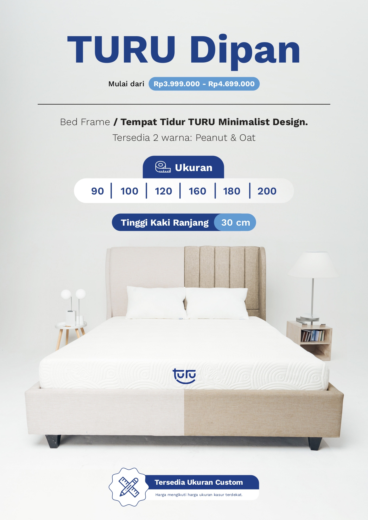 Jual TURU Dipan / Tempat Tidur / Bed Frame varian Oat - Knockdown | Shopee Indonesia