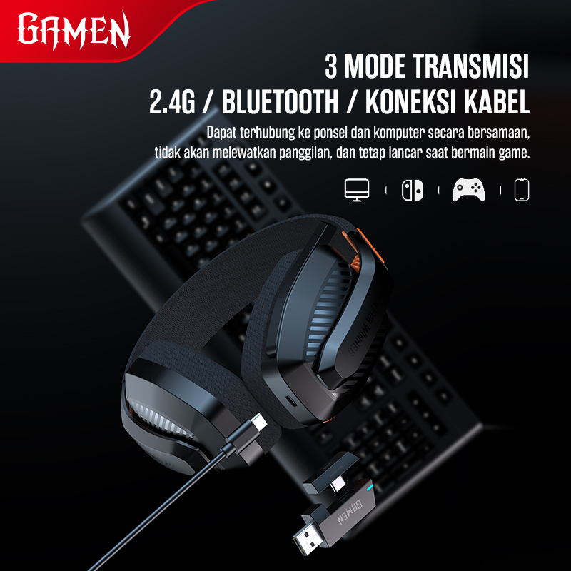 Jual GAMEN Headset Bluetooth 5.3 Gaming Wireless 3 Mode Koneksi Low ...