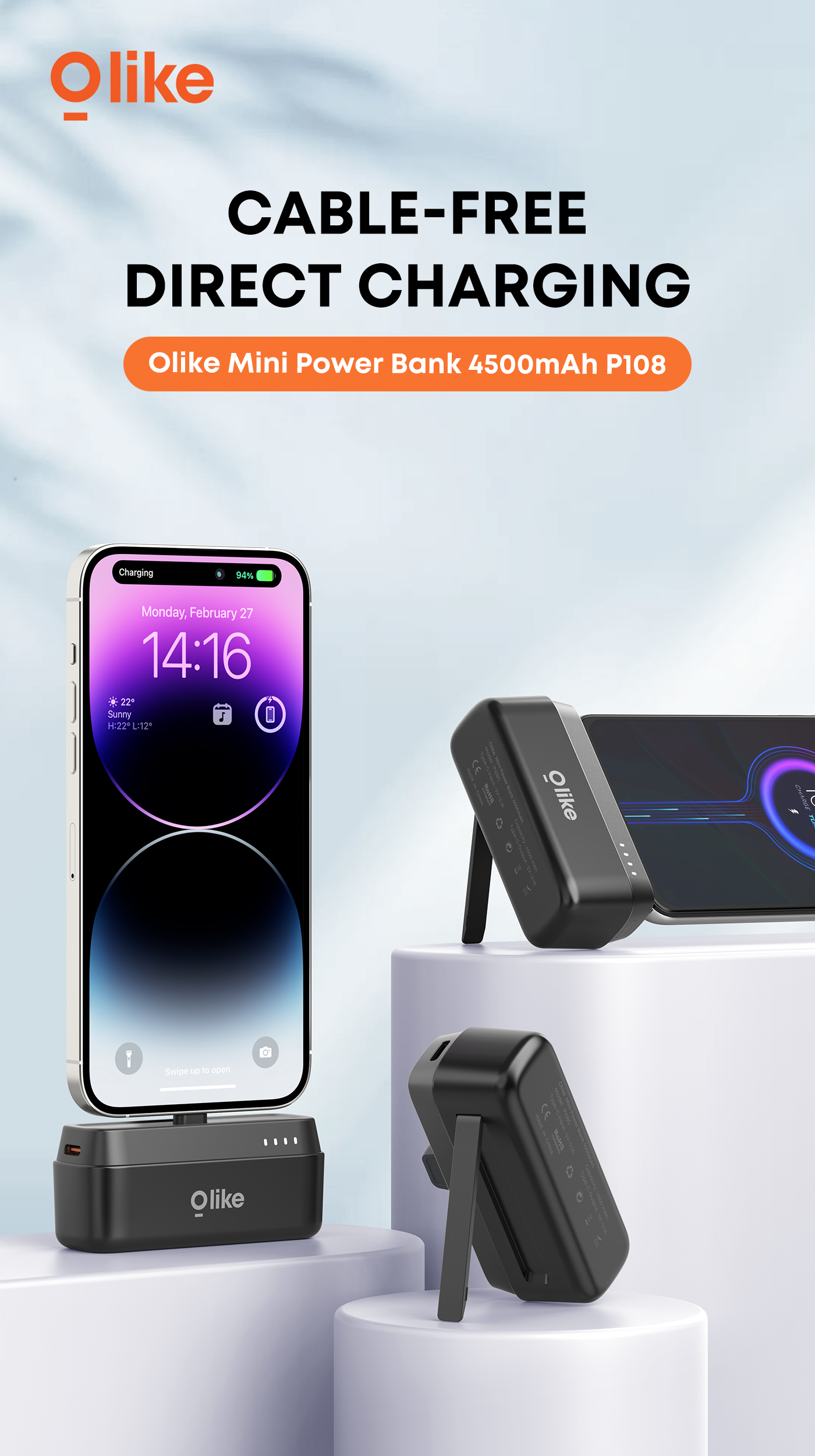 Jual OLIKE Powerbank Mini P108 4500mAH Dual Output Charging Port Type-C ...
