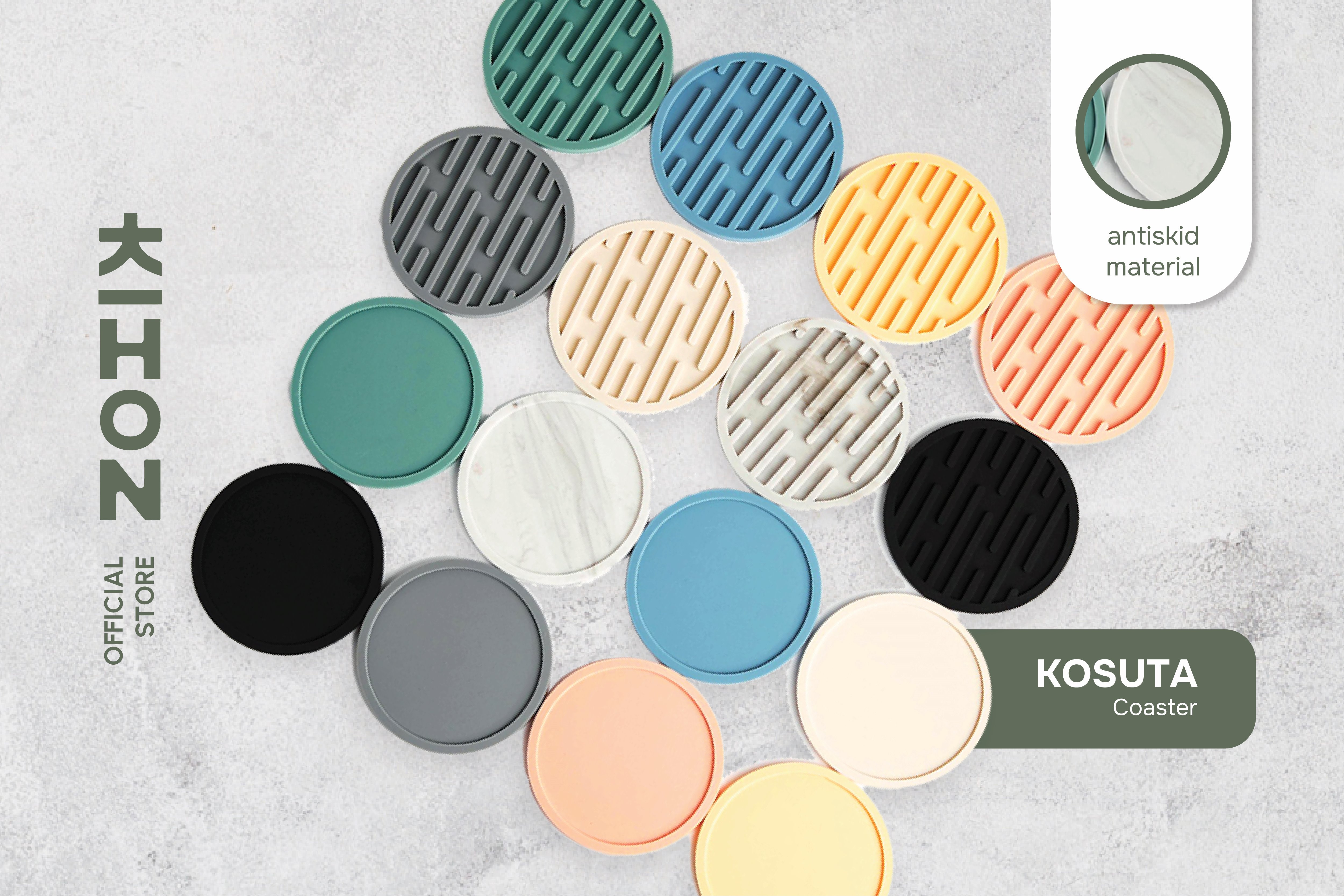 Jual KIHON KOSUTA Coaster Alas Gelas Silikon Anti Slip Isolasi Panas ...