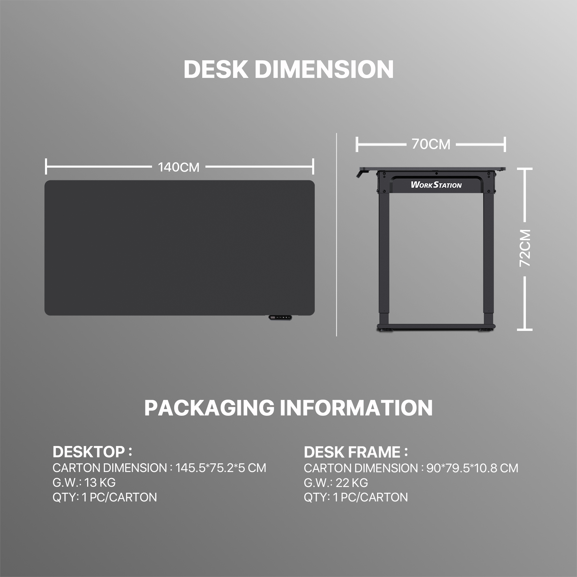 Jual Fantech Meja Komputer Elektrik Adjustable Standing Desk Electric ...