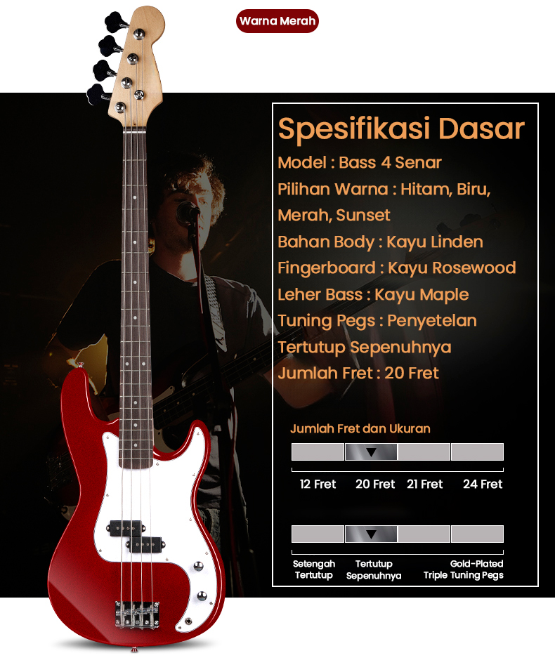 Jual Benston Music-Bass Listrik / Bass Listrik Empat Senar / Set Pemula ...