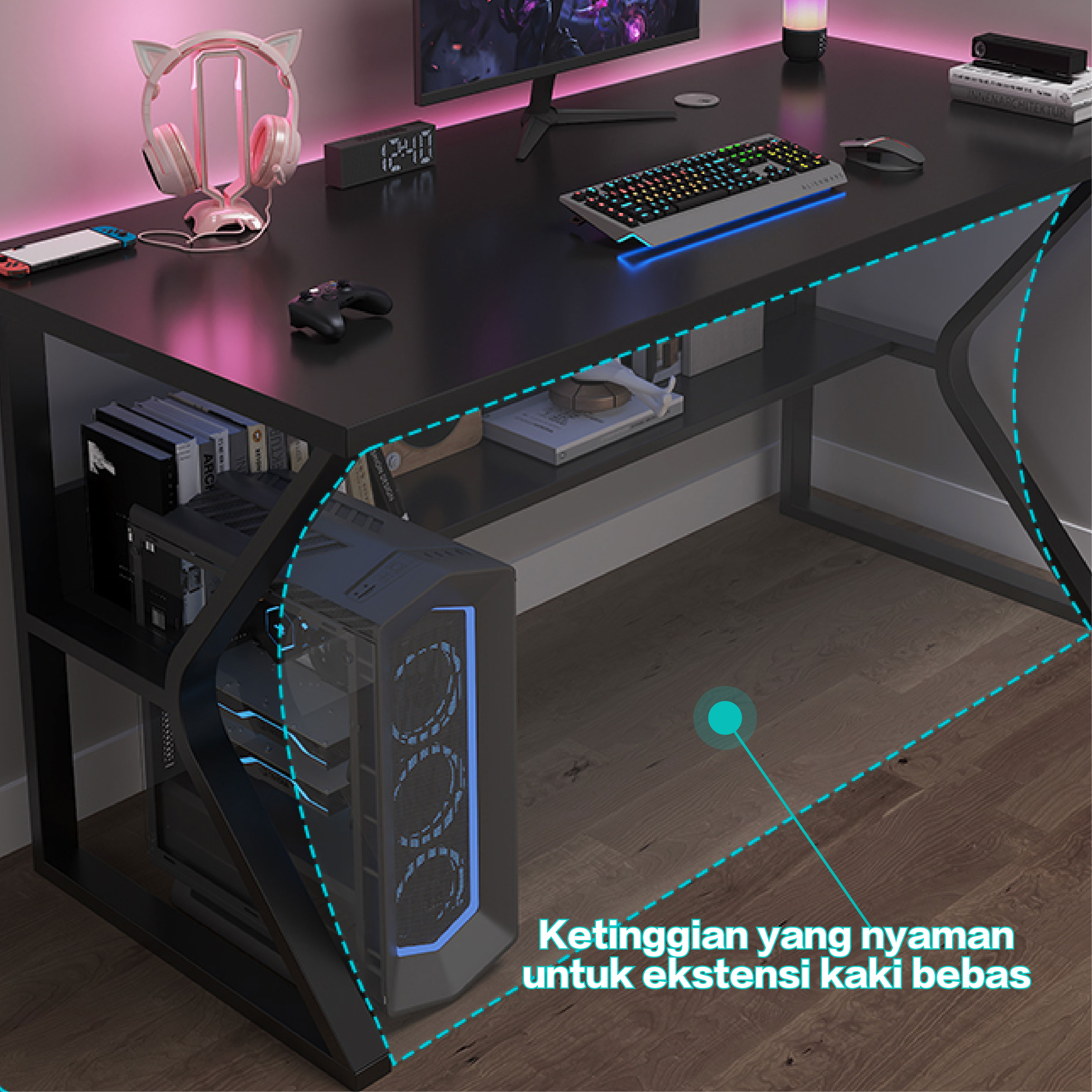 Jual antsun-Meja Komputer Minimalis Meja Gaming Meja L Pola Fiber ...