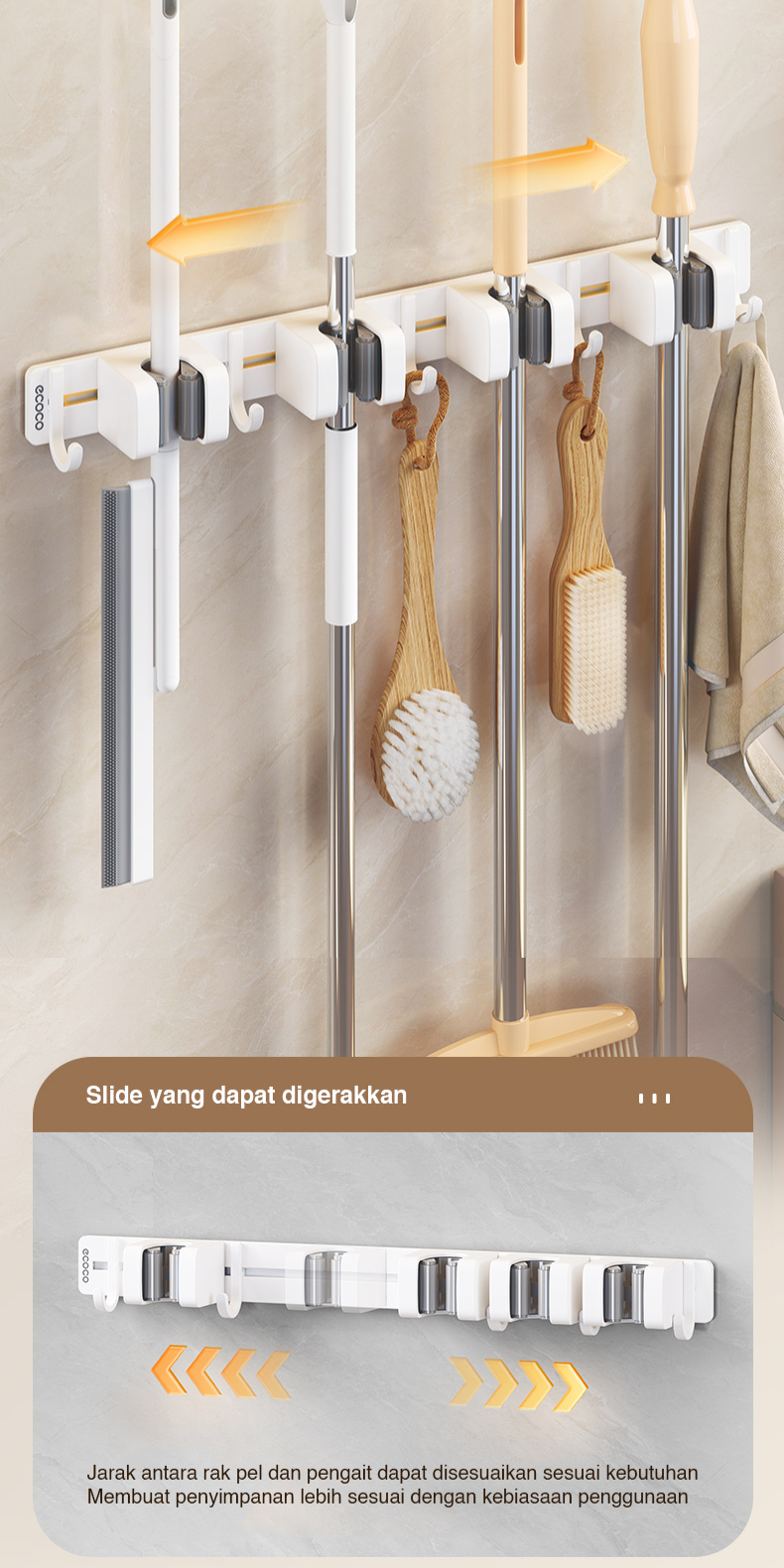 Jual ECOCO Continuous Mop Holder Aluminium - Holder Gantungan Dinding ...