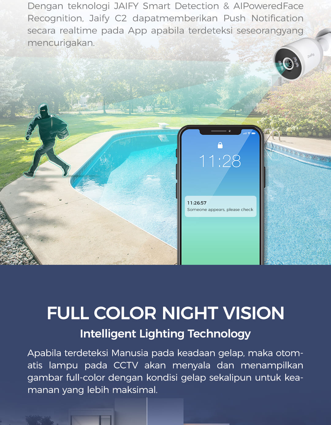 Jual JAIFY C2-3MP IP66 Smart Outdoor CCTV 2K+ Full color Night Vision ...