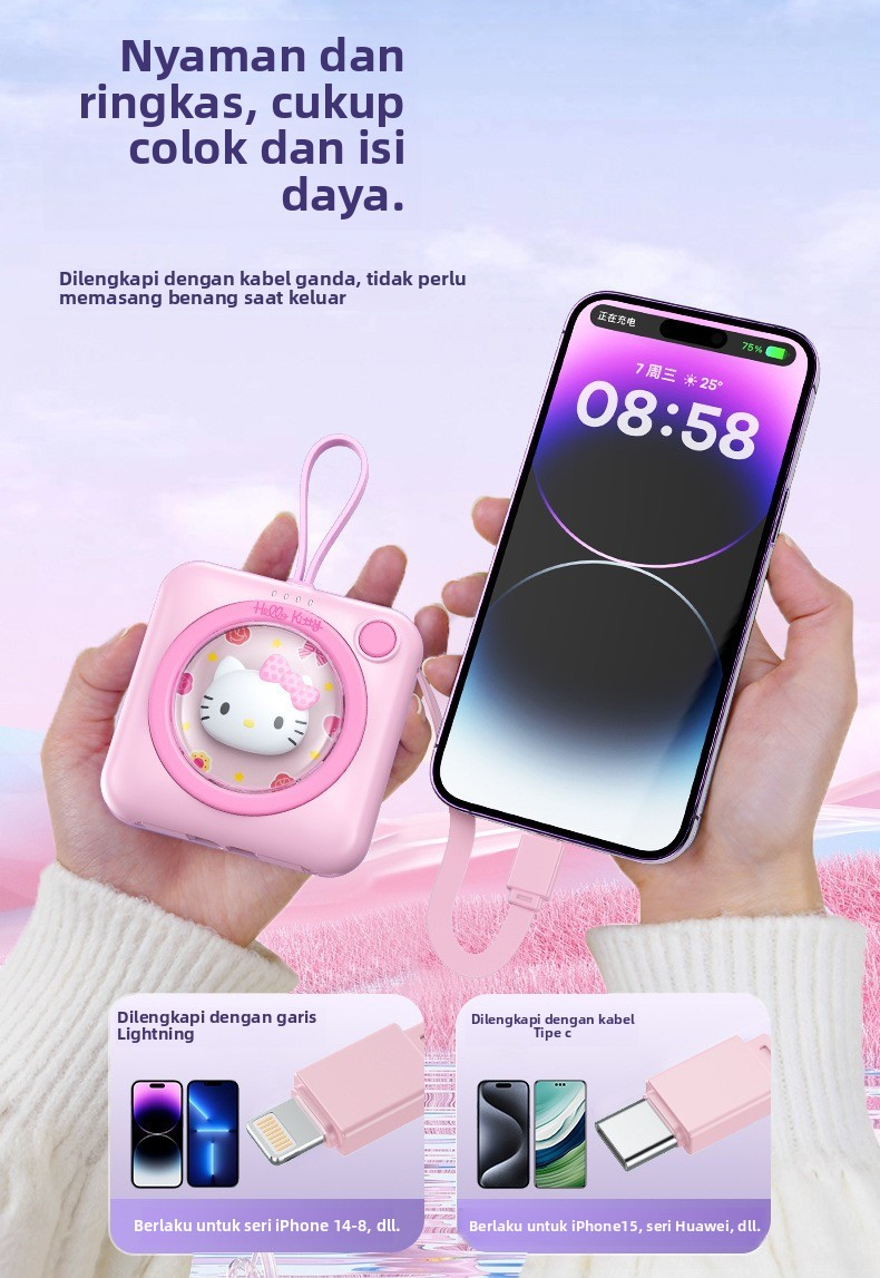 Jual GUKOO PowerBank 20000mAh Hello Kitty & Kuromi - Fast Charging, Kabel Type-C + Apple Built ...