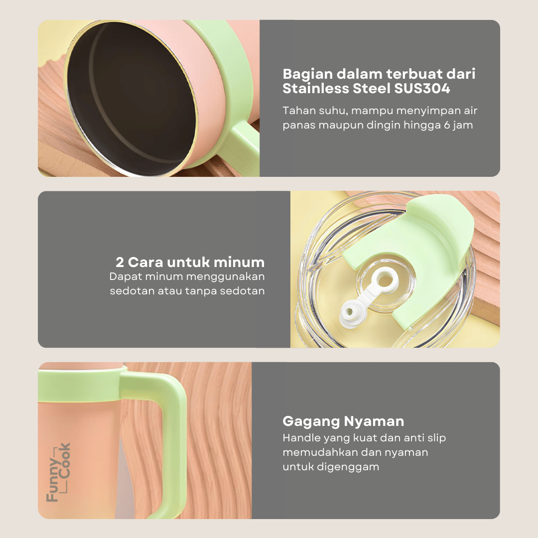 Jual FUNNYCOOK Tumbler Tahan Dingin Dan Panas Botol Minum Premium Bahan Stainless Steel 316 ...