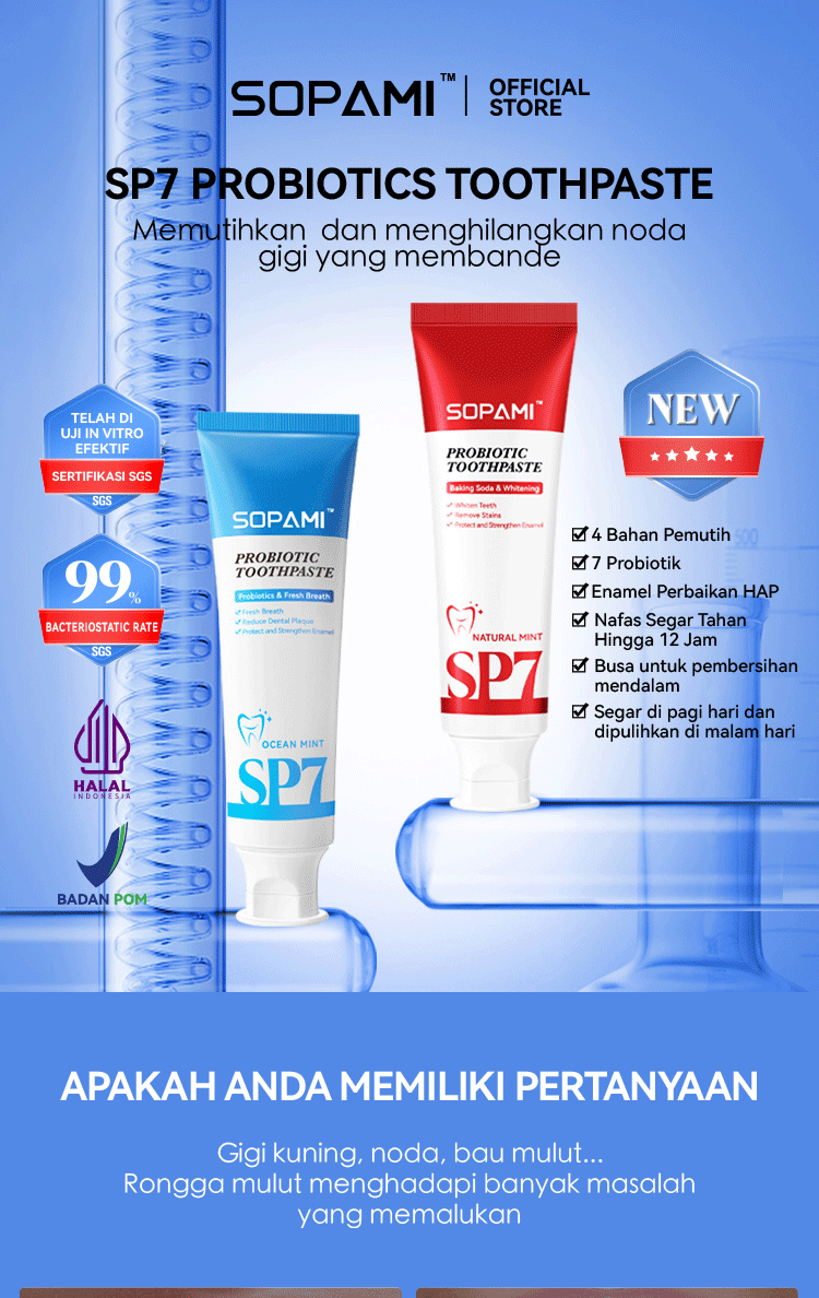 Jual SOPAMI SP7 Pro [New Launch] Pemutih Gigi Paket Combo Siang & Malam Pasta Gigi Pemutih dan ...