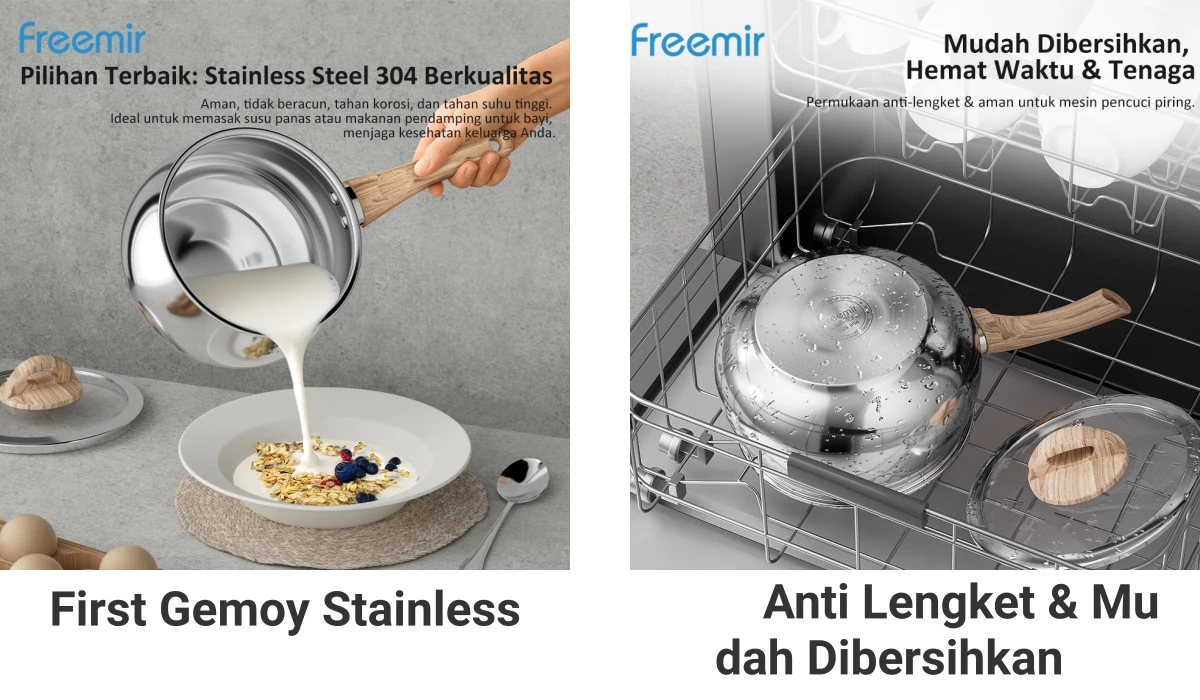 Jual 𝙉𝙀𝙒 freemir electric Aladin Gemoy Susu Panci Stainless Steel 16cm ...