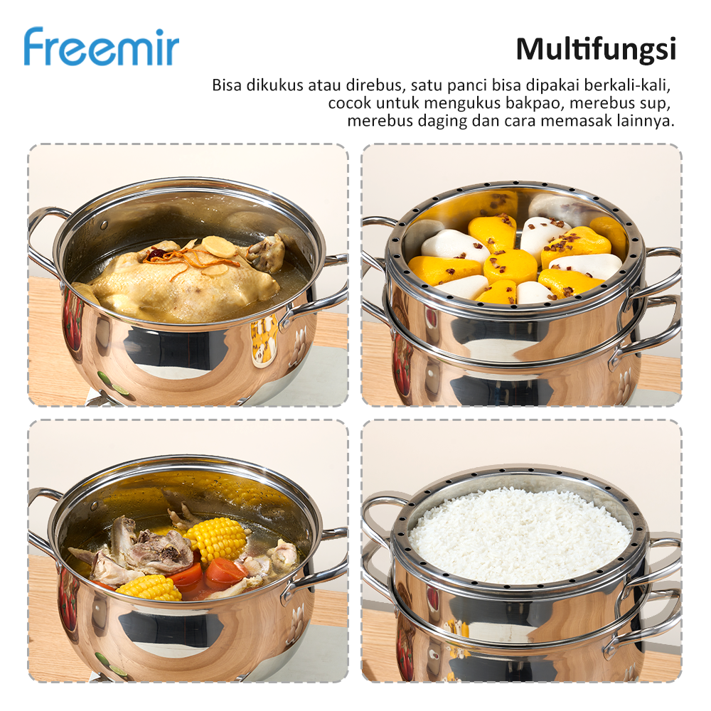 Jual [PREMIUM] freemir Panci Kukus 2 Tingkat 26cm Kukus Nasi 20 Menit ...