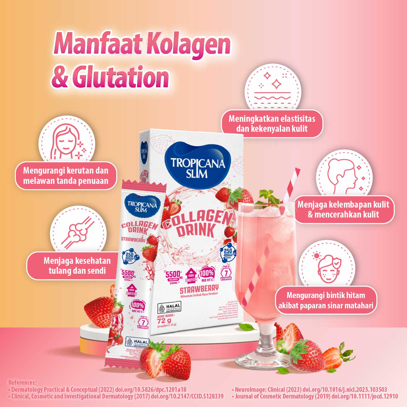 Jual Tropicana Slim Collagen Drink Strawberry Stick (6 sachet ...