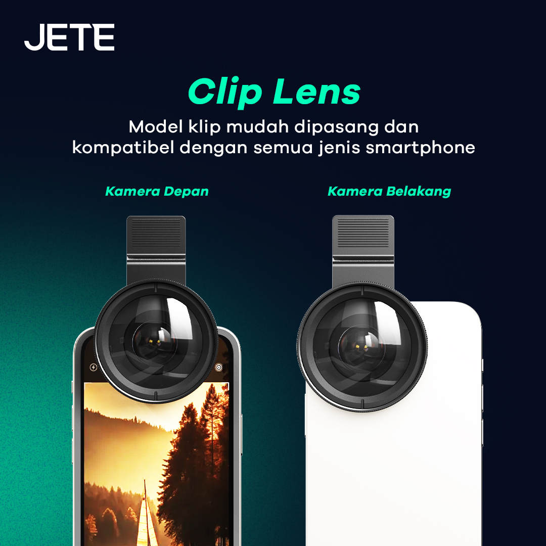 Jual Lensa Wide Angle for Smartphone HP JETE PL1 2in1, 0,45x 15x Macro ...
