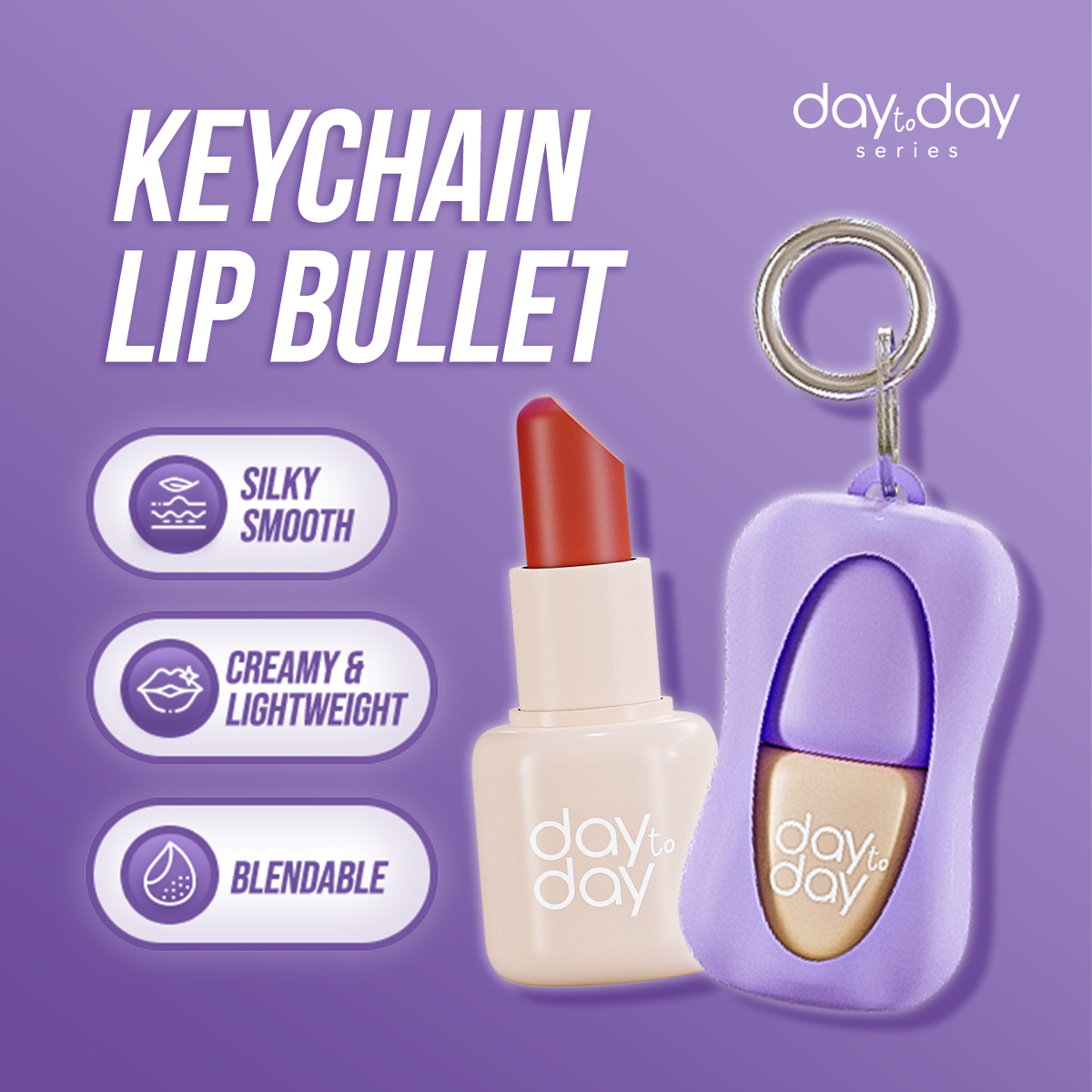 Jual Implora Day To Day Lip Bullet | Lipstick Keychain | Free Gantungan ...