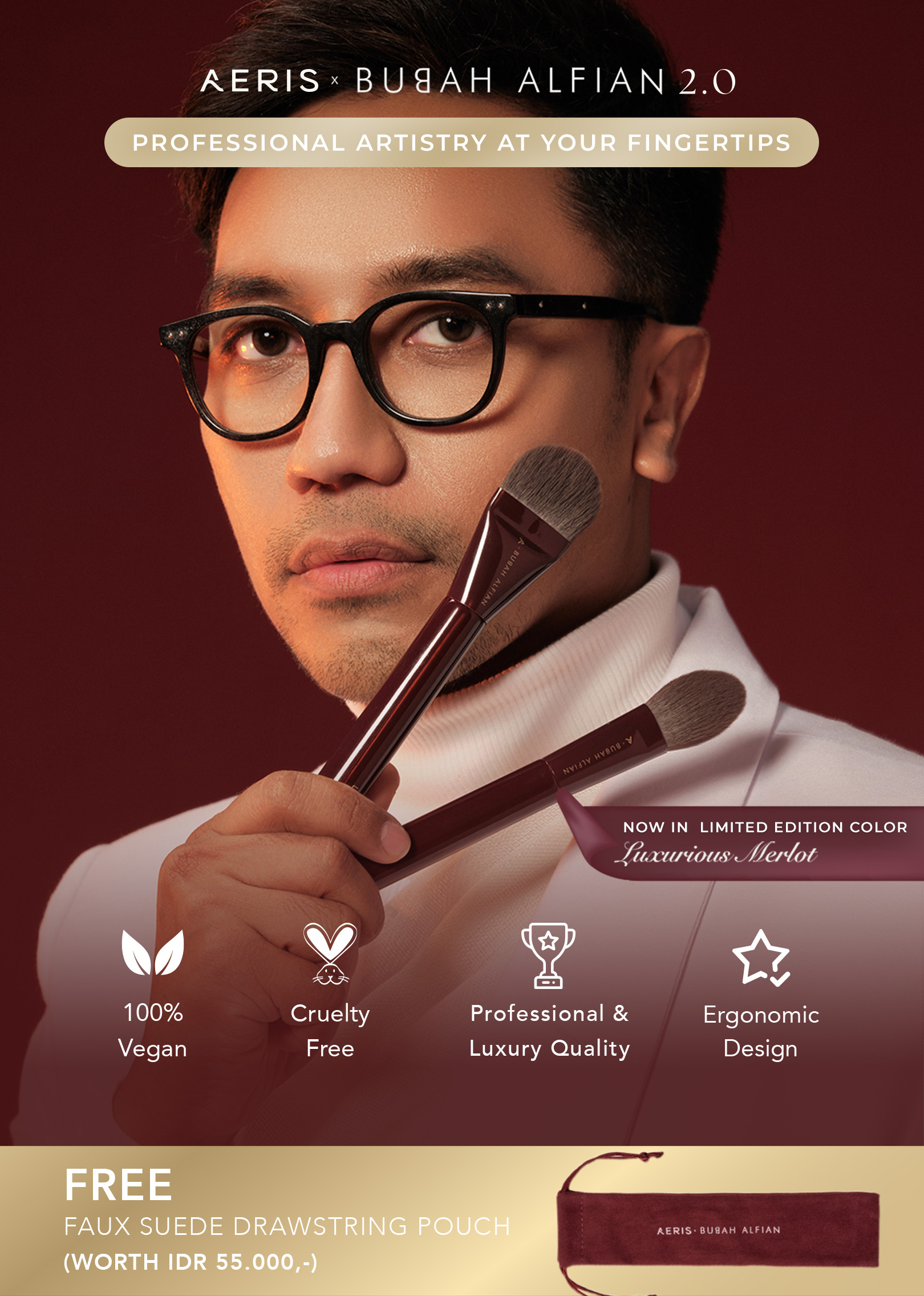 Jual Aeris Beauté x Bubah Alfian 2.0 Merlot Single Brush | Brush Make ...