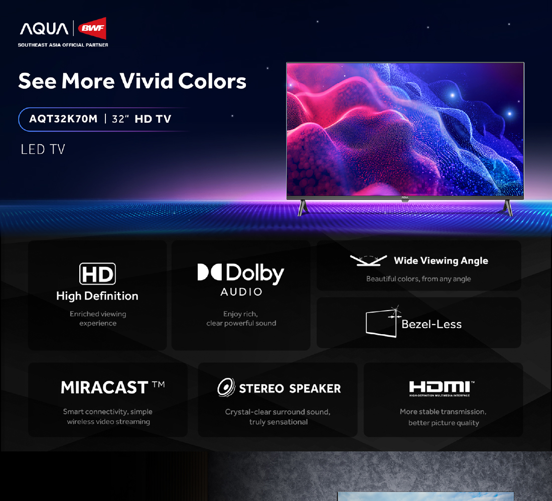 Jual AQUA Elektronik TV 32 inch AQT32K70M - Miracast - HD Ready - Auto ...