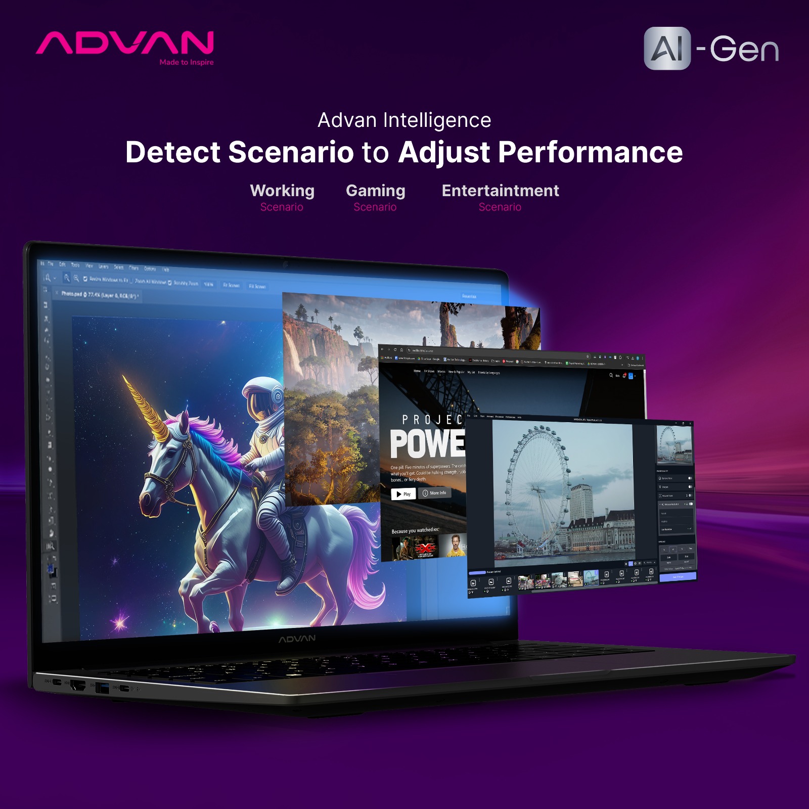 Jual ADVAN Laptop Ai Gen Ryzen 7 8845HS AMD Ryzen AI IPS 100% sRGB 16GB ...