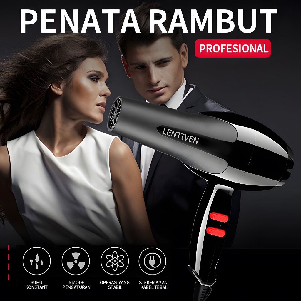 Jual PUNING LENTIVEN Hair Dryer Pengering Rambut Daya tinggi 3 Tingkat ...