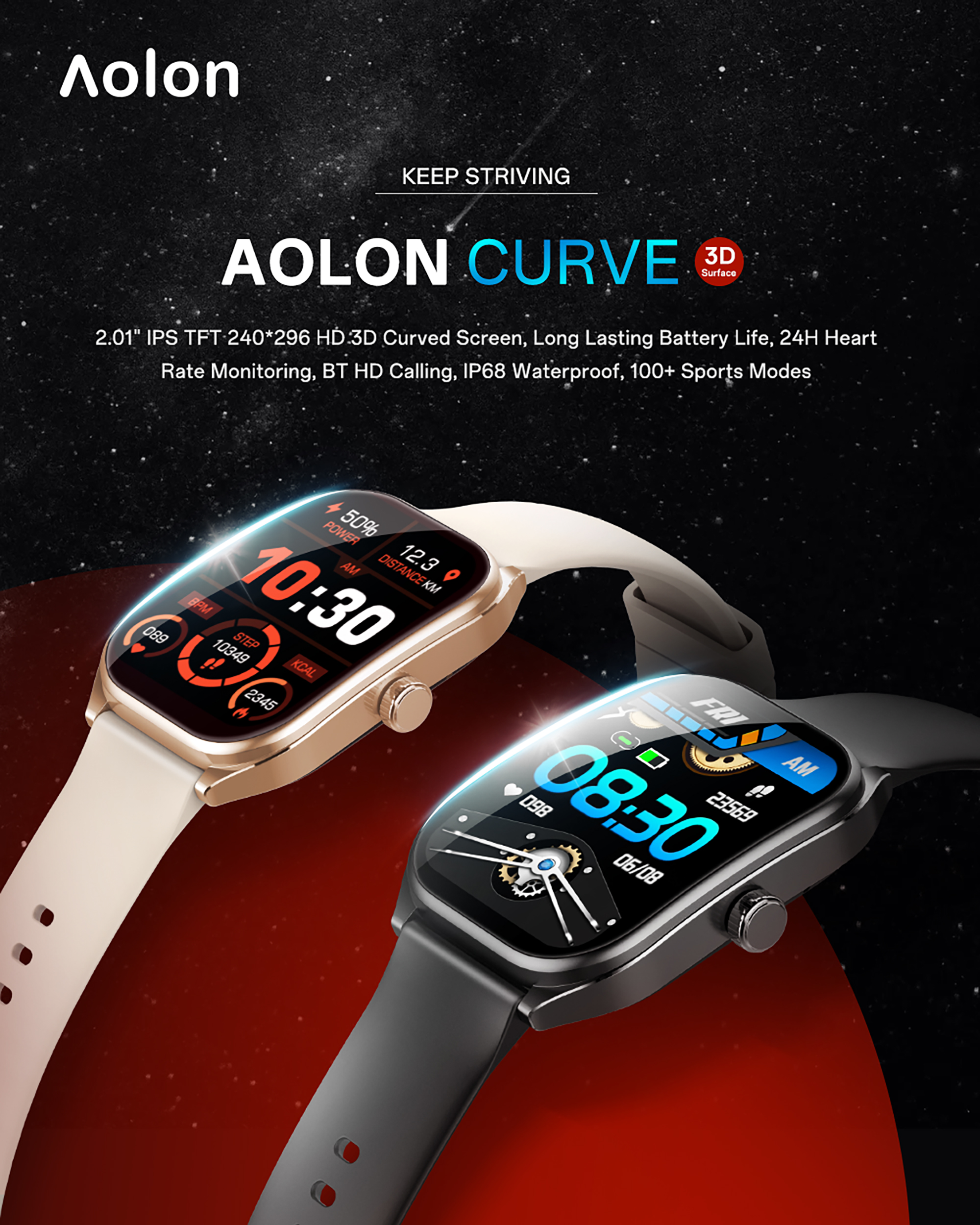 Jual Aolon Curve SmartWatch New IP68 Waterproof 2.01-inch Curved IPS ...